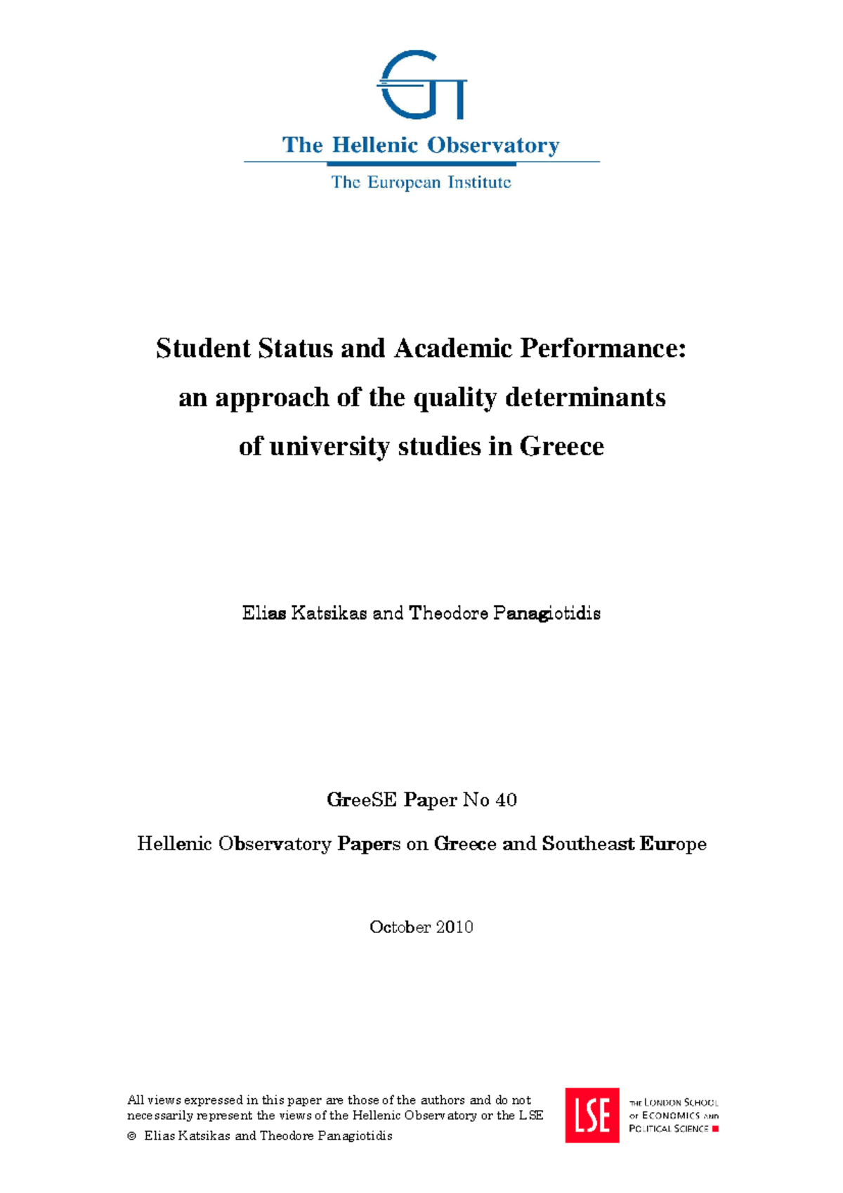 Academic performance of the students - All views expressed in this ...
