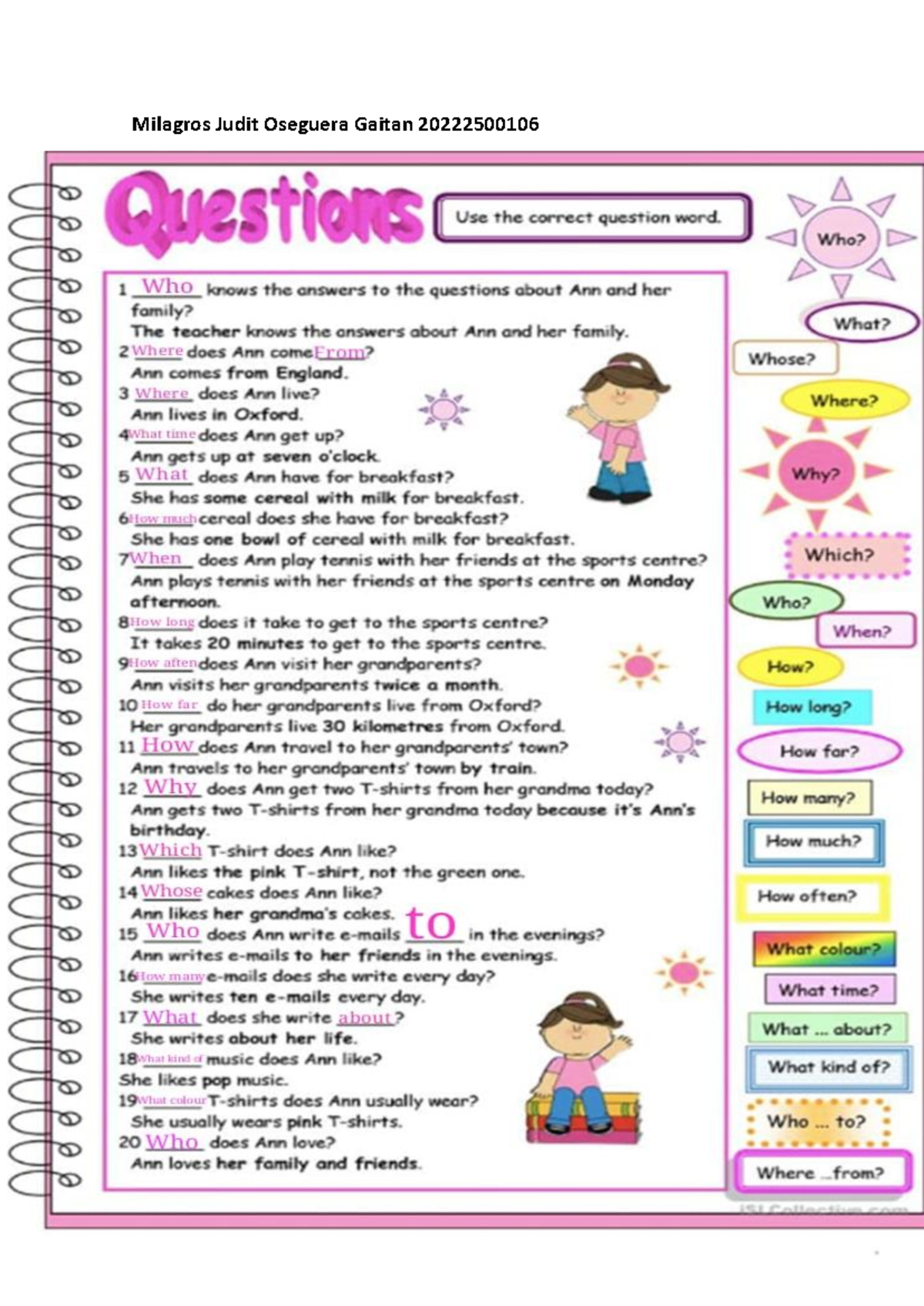 Worksheet 1 word order in questions - Milagros Judit Oseguera Gaitan ...