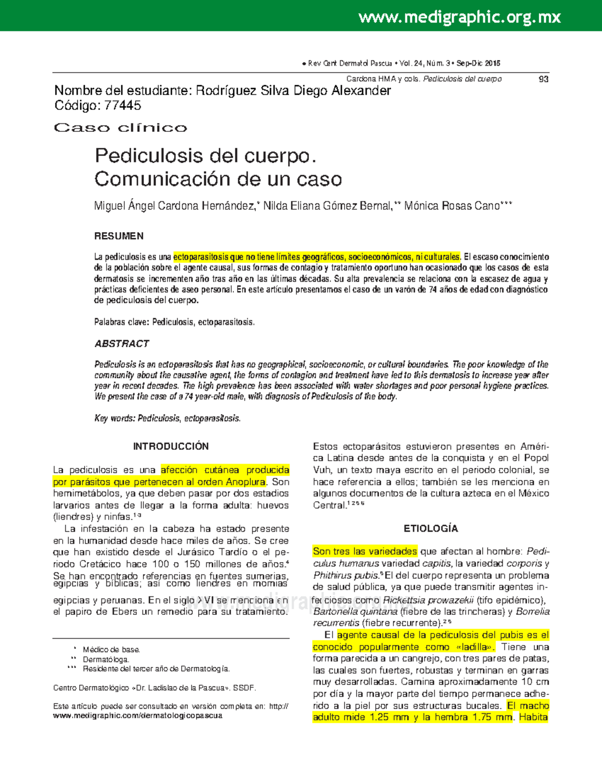 Pediculosis Diego Rdríguez - medigraphic.org • Rev Cent Dermatol Pascua ...