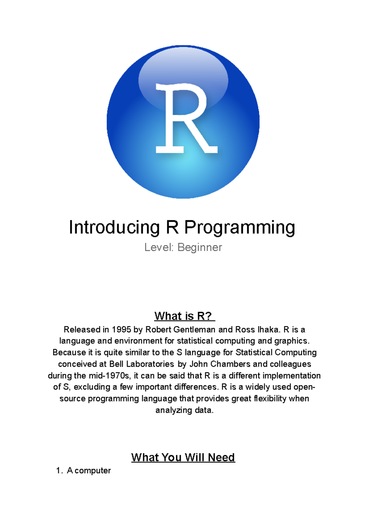 Beg- (Virtual) Introducing R Programming - Introducing R Programming ...