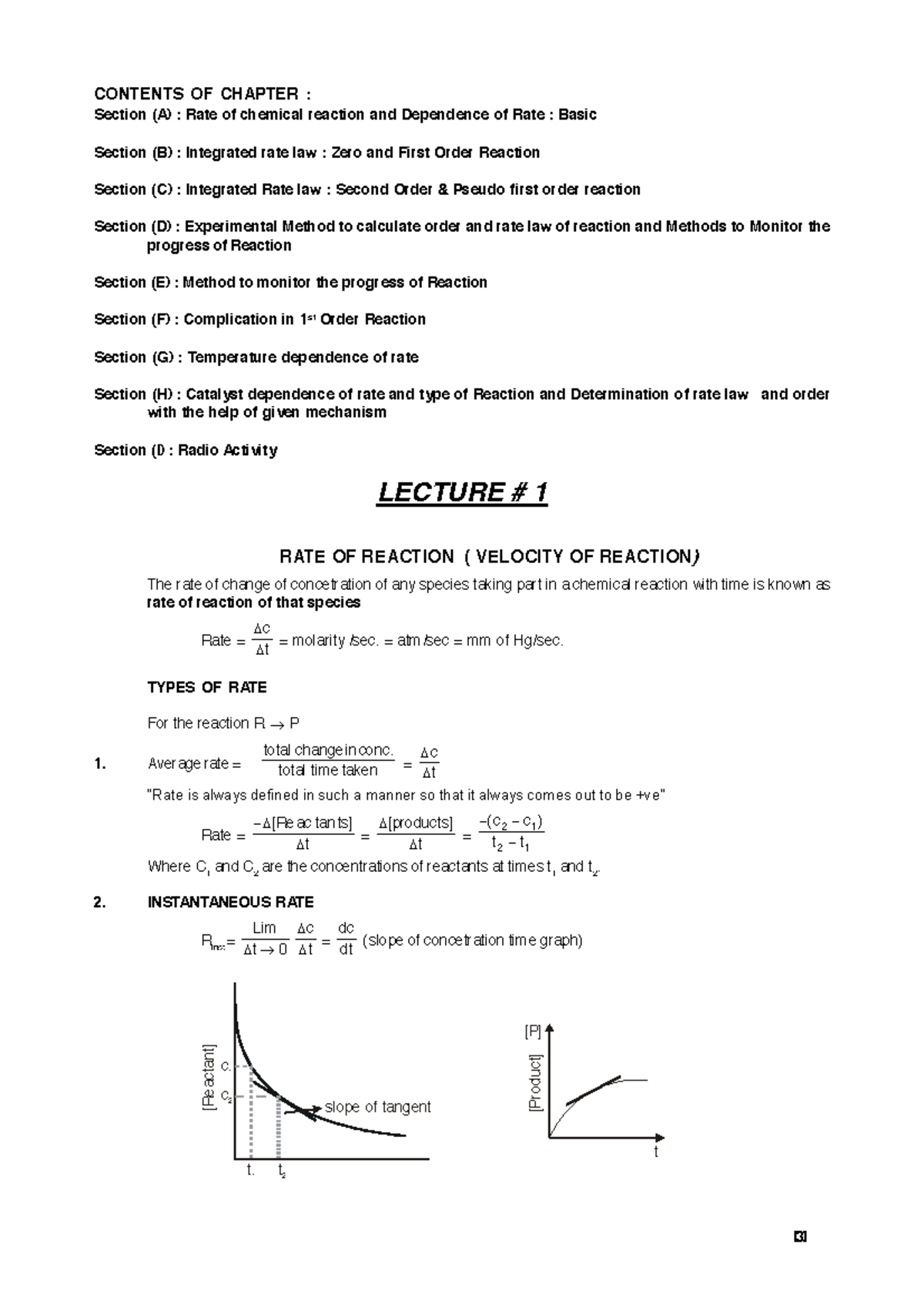 Chemical kinetics and radioactivity - CONTENTS OF CHAPTER : Section (A ...
