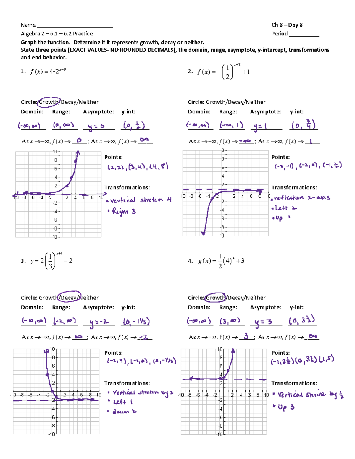 Ch 6 Day 6 6.1-6.2 KEY Practice - Name _________________________ Ch 6 ...