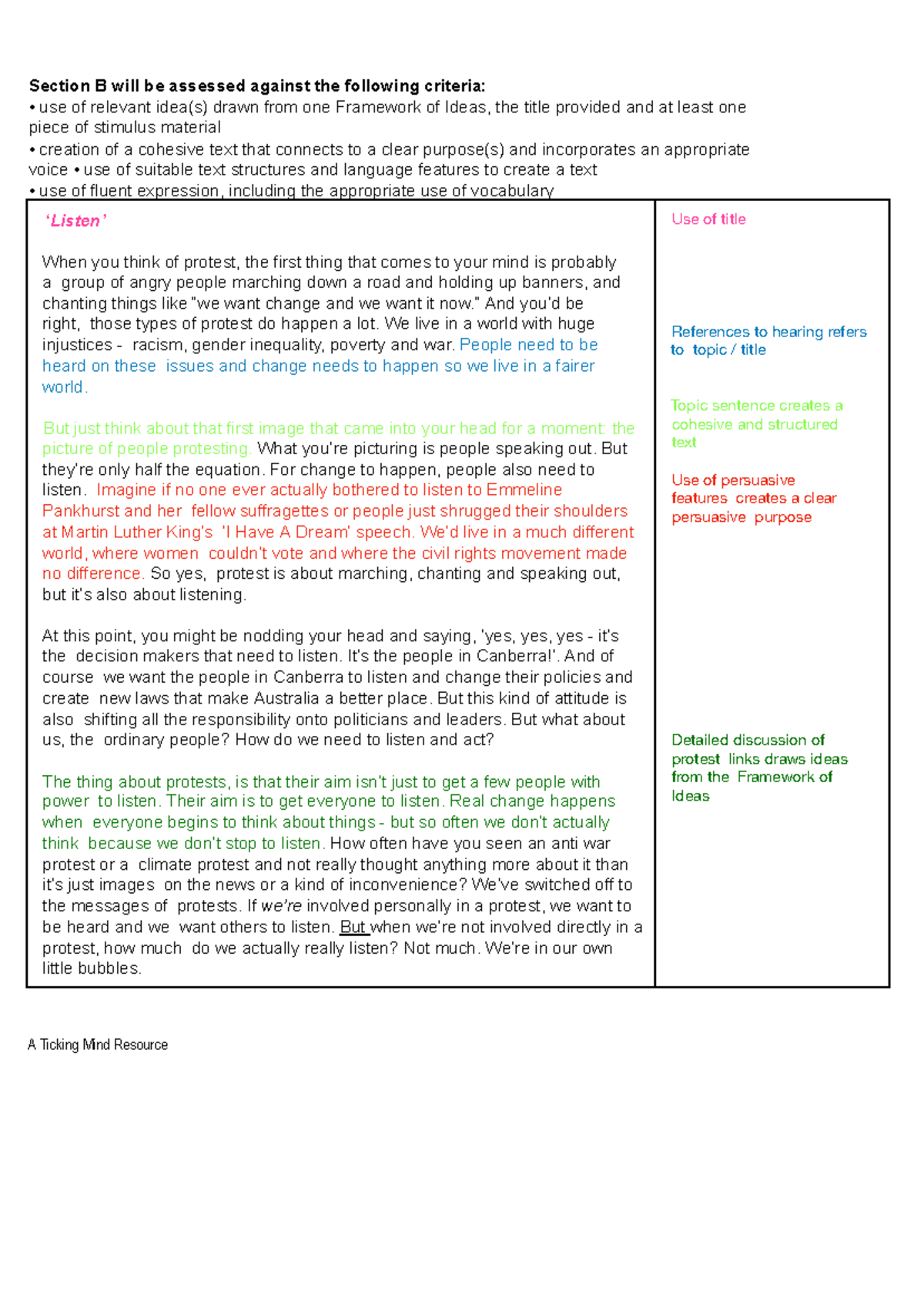 Annotated with exam criteria - Section B will be assessed against the ...