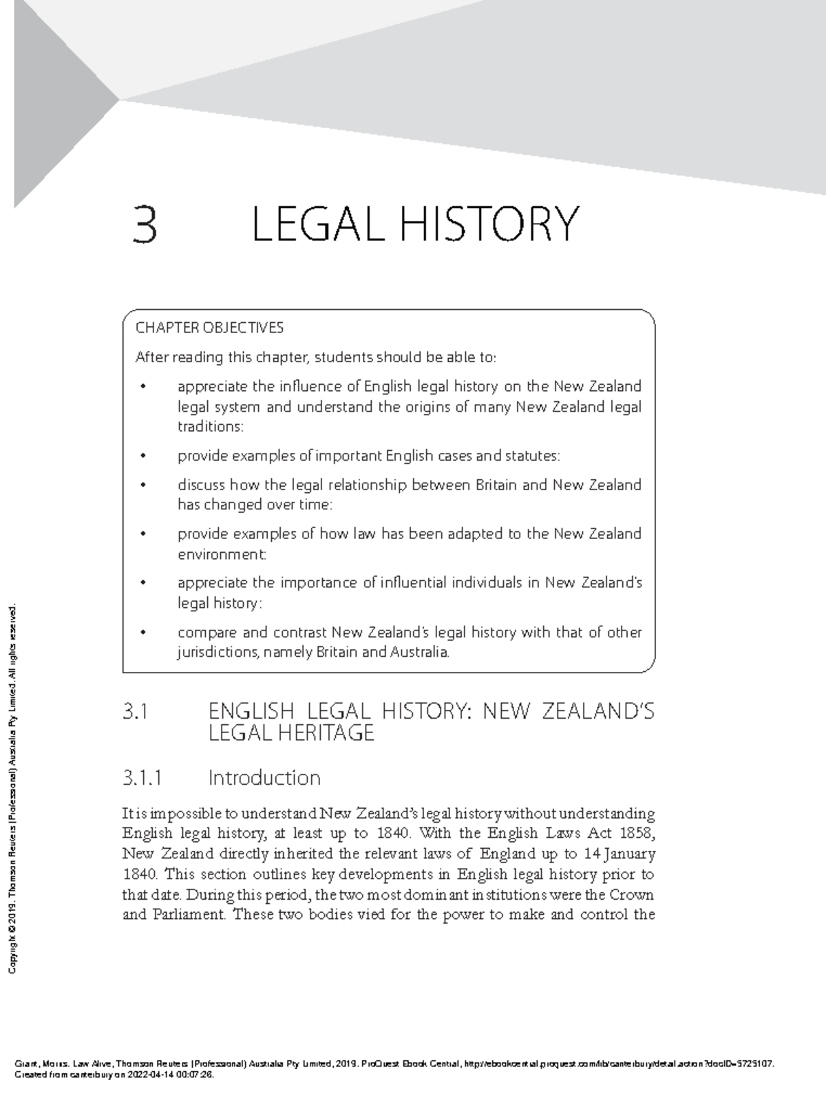 Law Alive - (3 Legal History) (1) - 3 3 LEGAL HISTORY CHAPTER ...