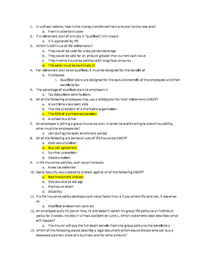 Chapter 1 Quiz - Introduction to insurance jargon, policies and its ...