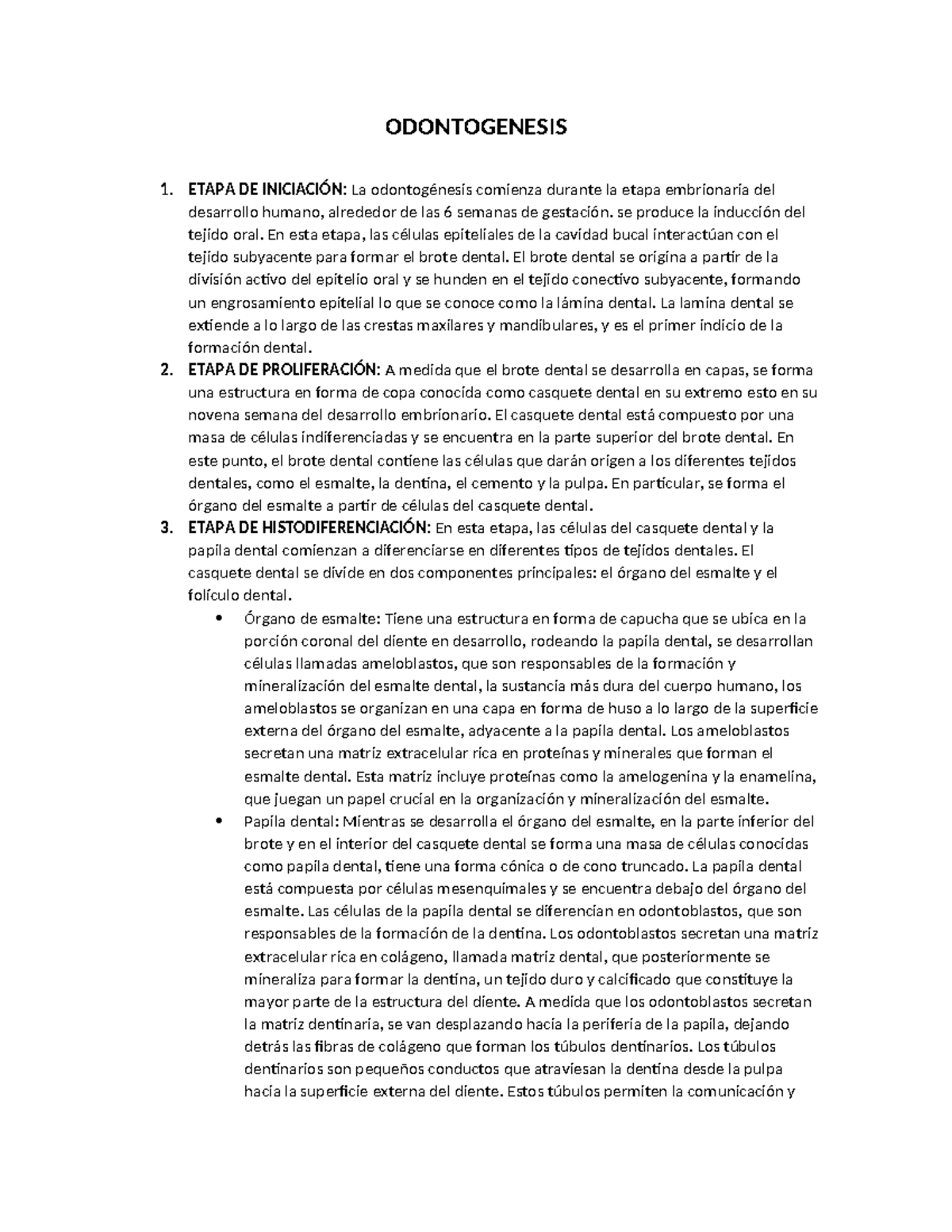 Odontogenesis - ODONTOGENESIS 1. ETAPA DE INICIACIÓN: La odontogénesis ...