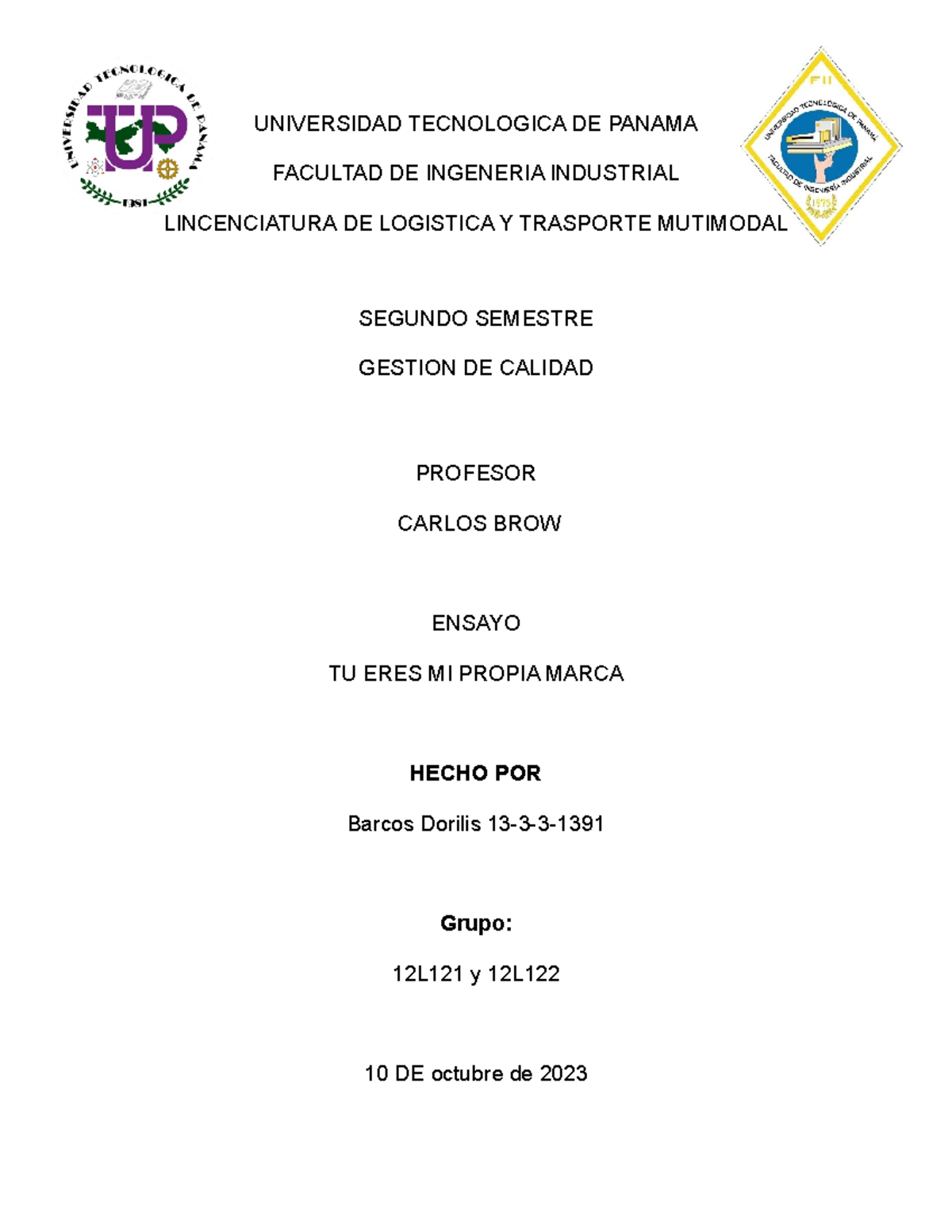 Universidad Tecnologica DE Panama - UNIVERSIDAD TECNOLOGICA DE PANAMA FACULTAD DE INGENERIA ...