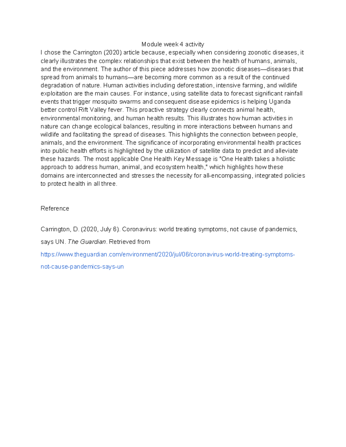 Module week 4 activity - Module week 4 activity I chose the Carrington ...