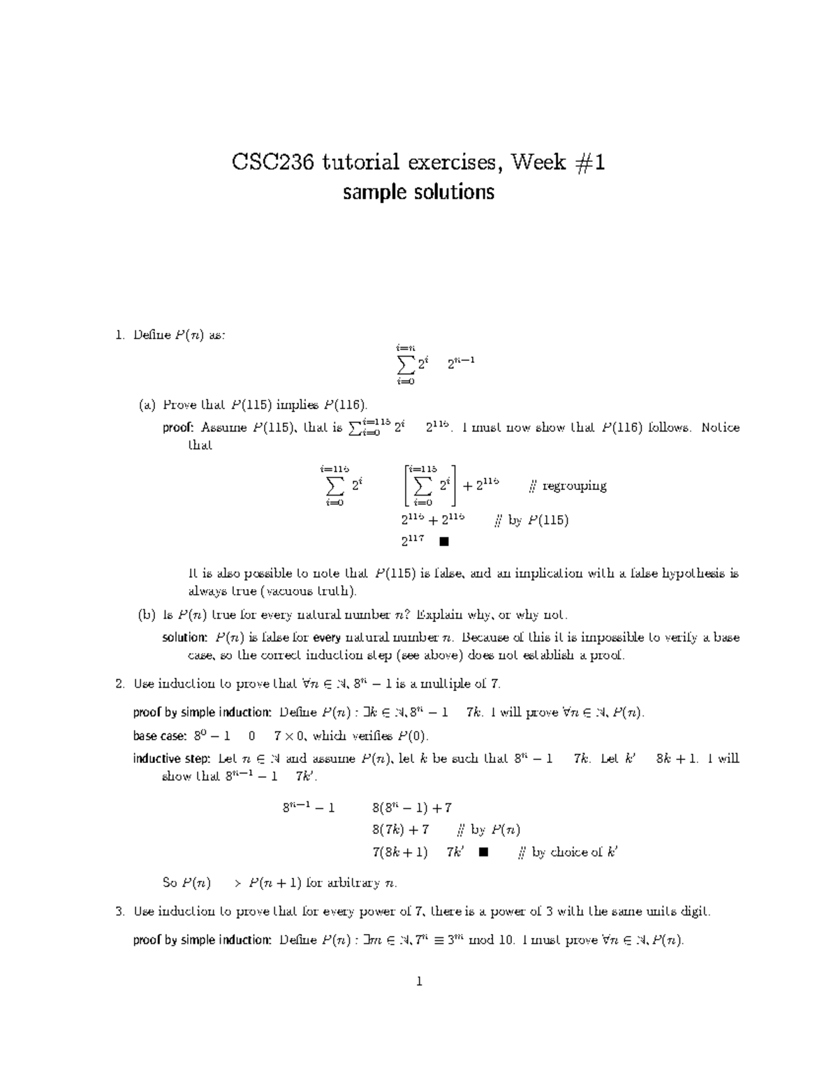 Ex1 solutions-1 - tutorial exercises - t t♦r ① r s s ★ sample solutions ...