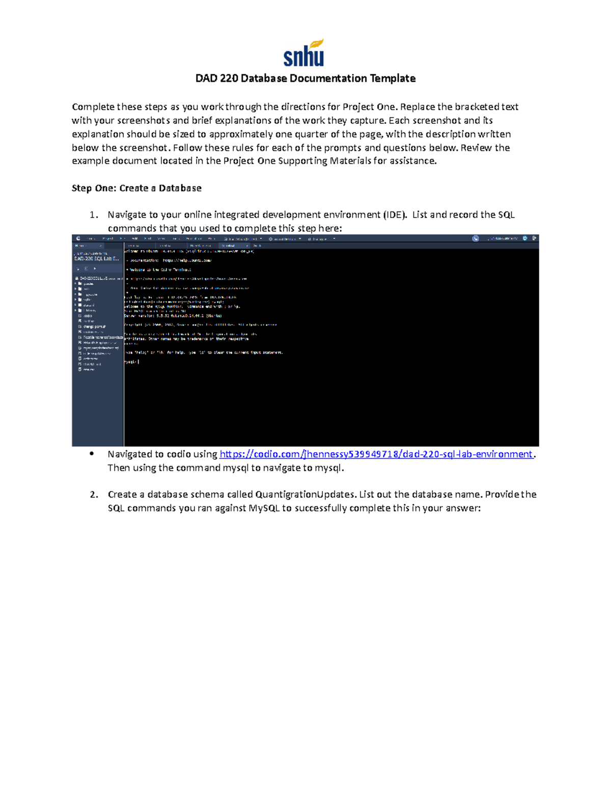 Hennessy DAD-220 Project 1 - DAD 220 Database Documentation Template ...