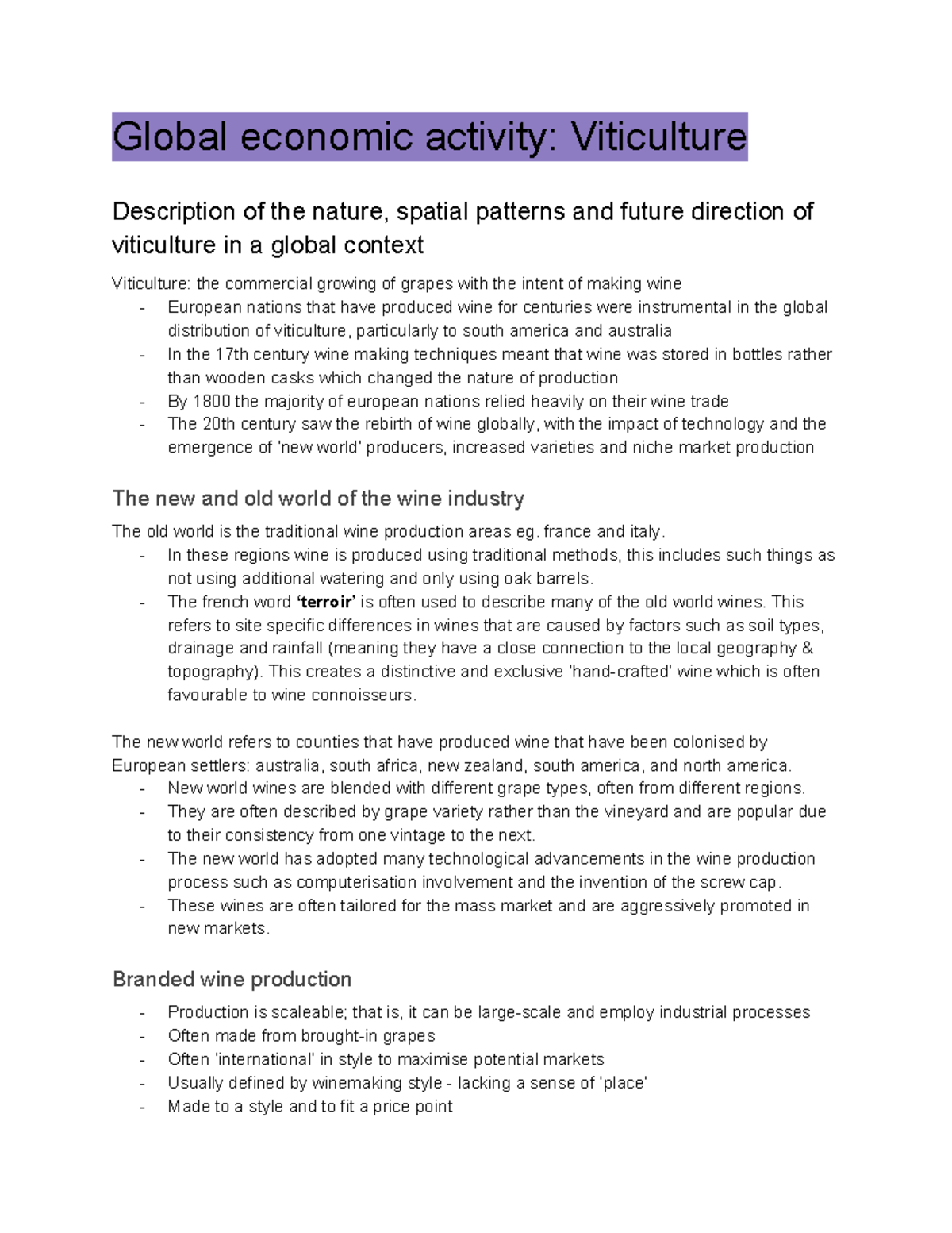 HSC Geograpy economic activities-5 - Global economic activity ...