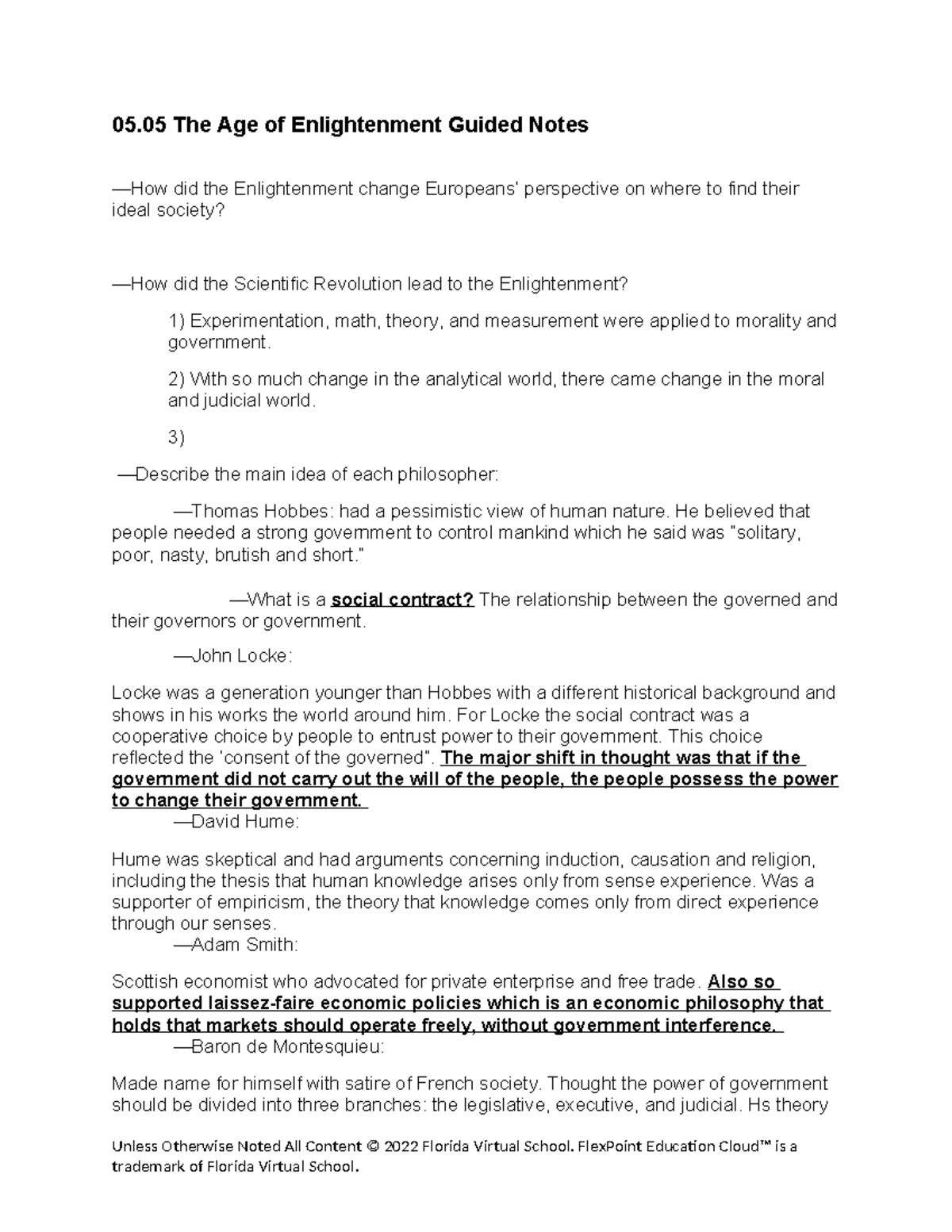 05 05 guided notes osting - 05 The Age of Enlightenment Guided Notes ...