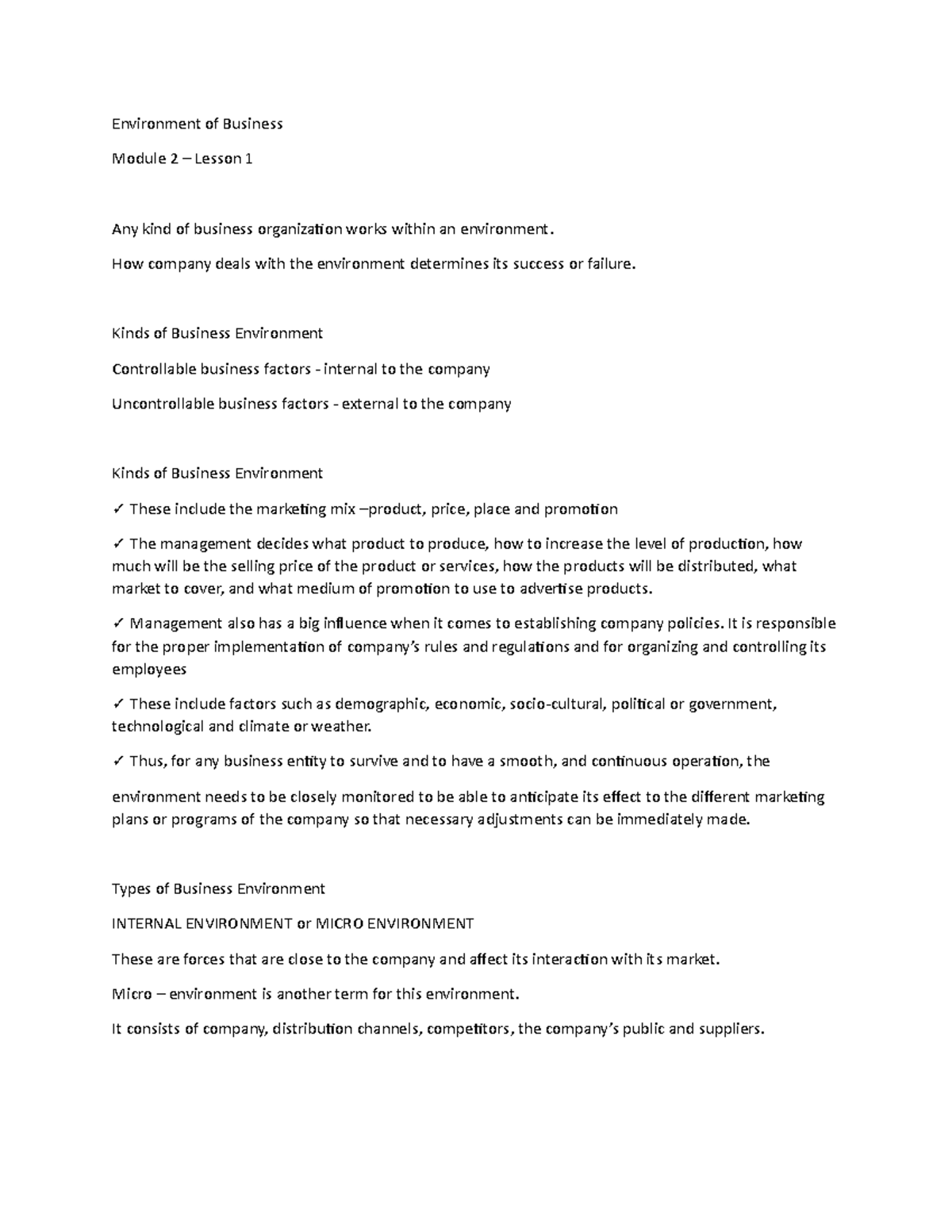 Business Marketing Environment of Business - Environment of Business ...