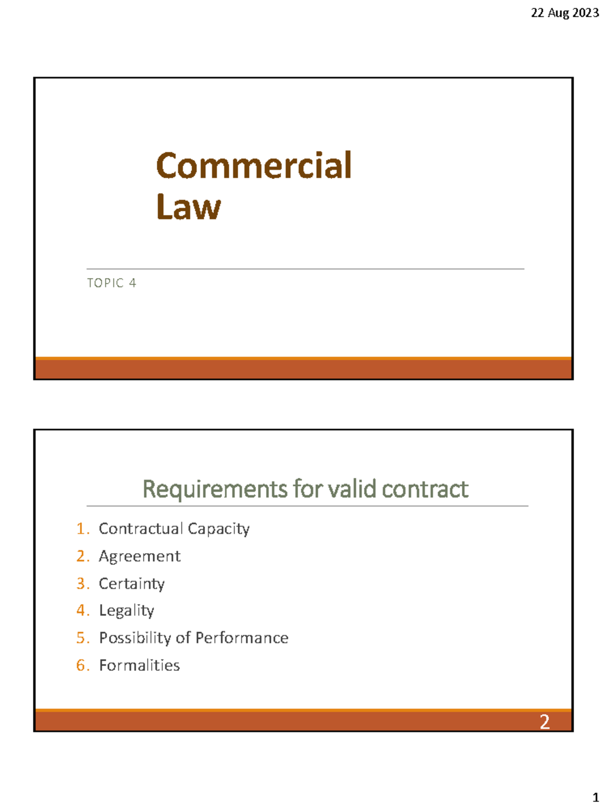Commercial Law (4) Problems of formation - Commercial Law TOPIC 4 1 ...