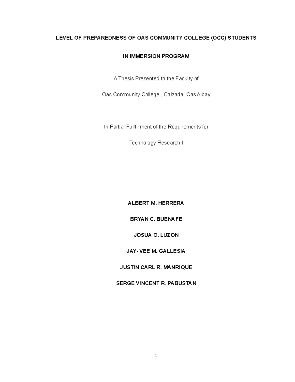 Introduction - it will use as a guide - LEVEL OF PREPAREDNESS OF OAS ...