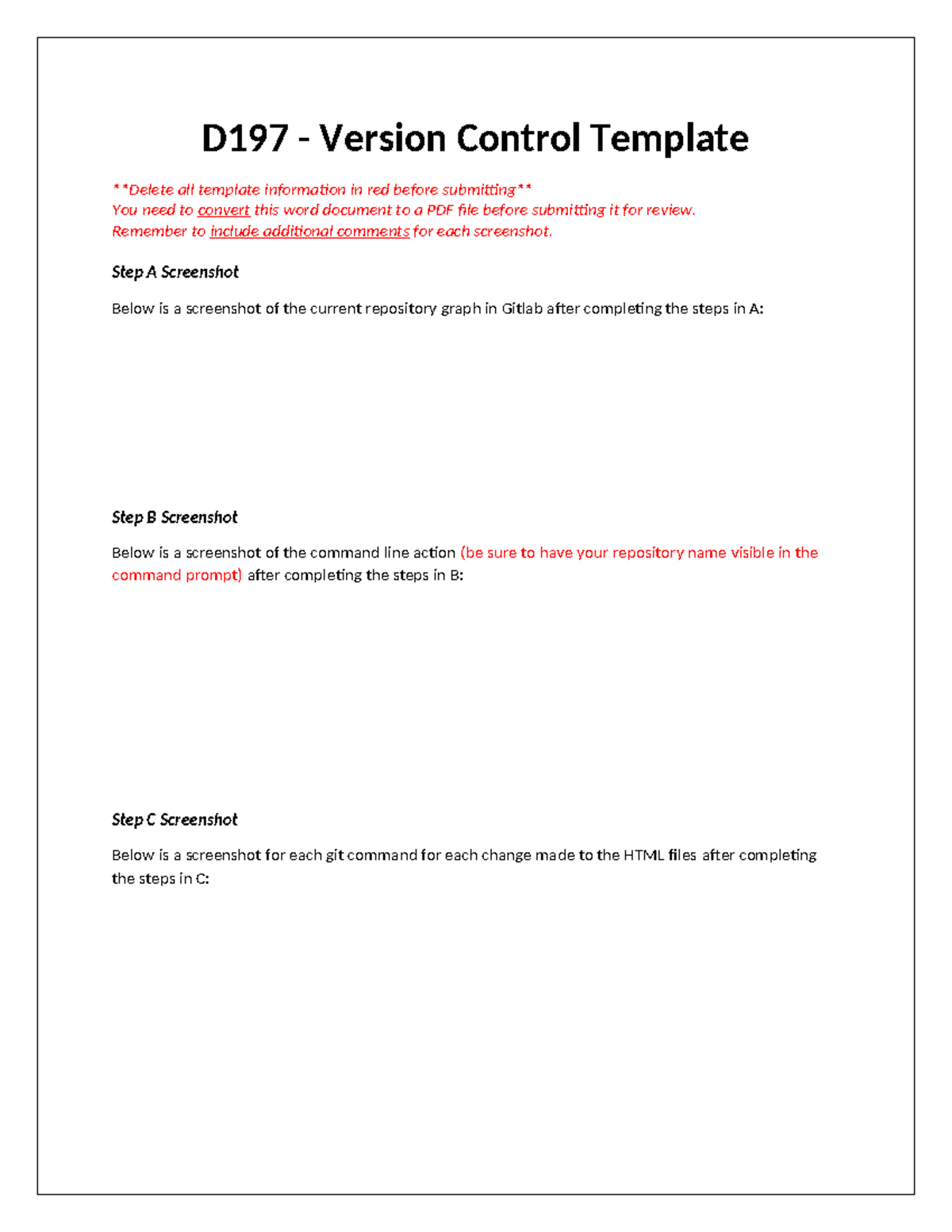 D197 - Version Control Template - D197 - Version Control Template ...
