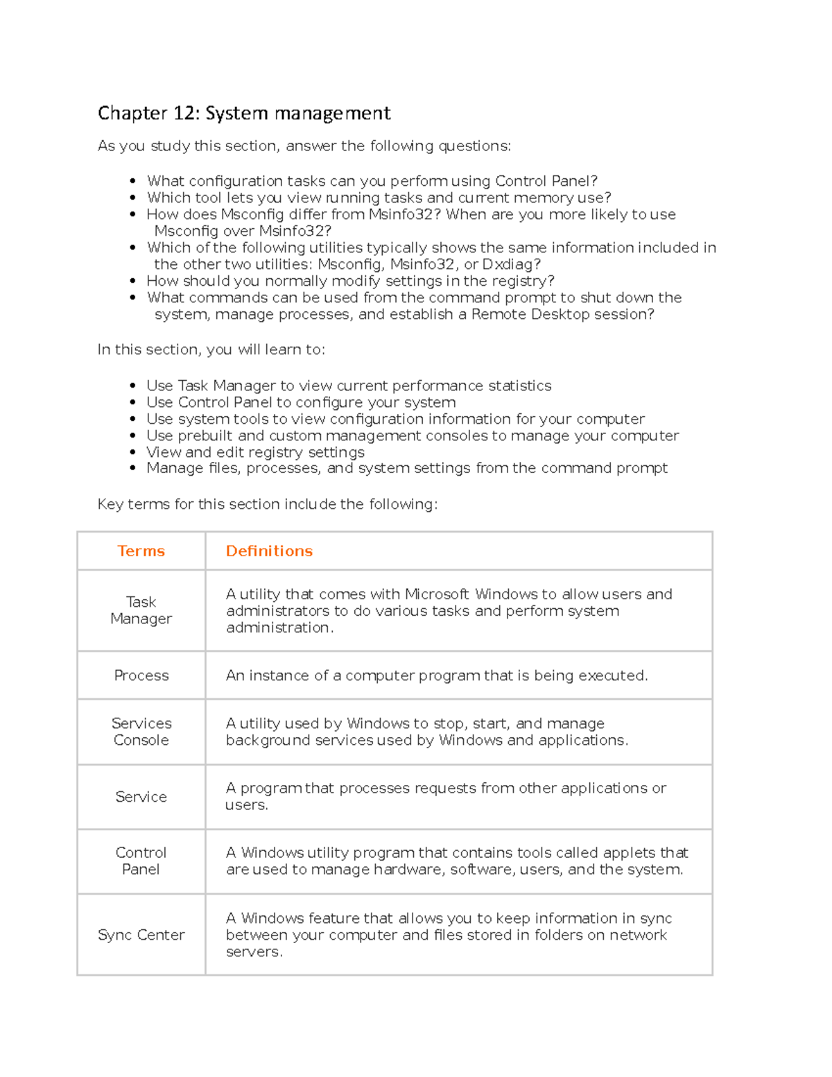 Chapter 12 c A - CompTIA 220-1001 CompTIA 220-1002 - Chapter 12: System ...