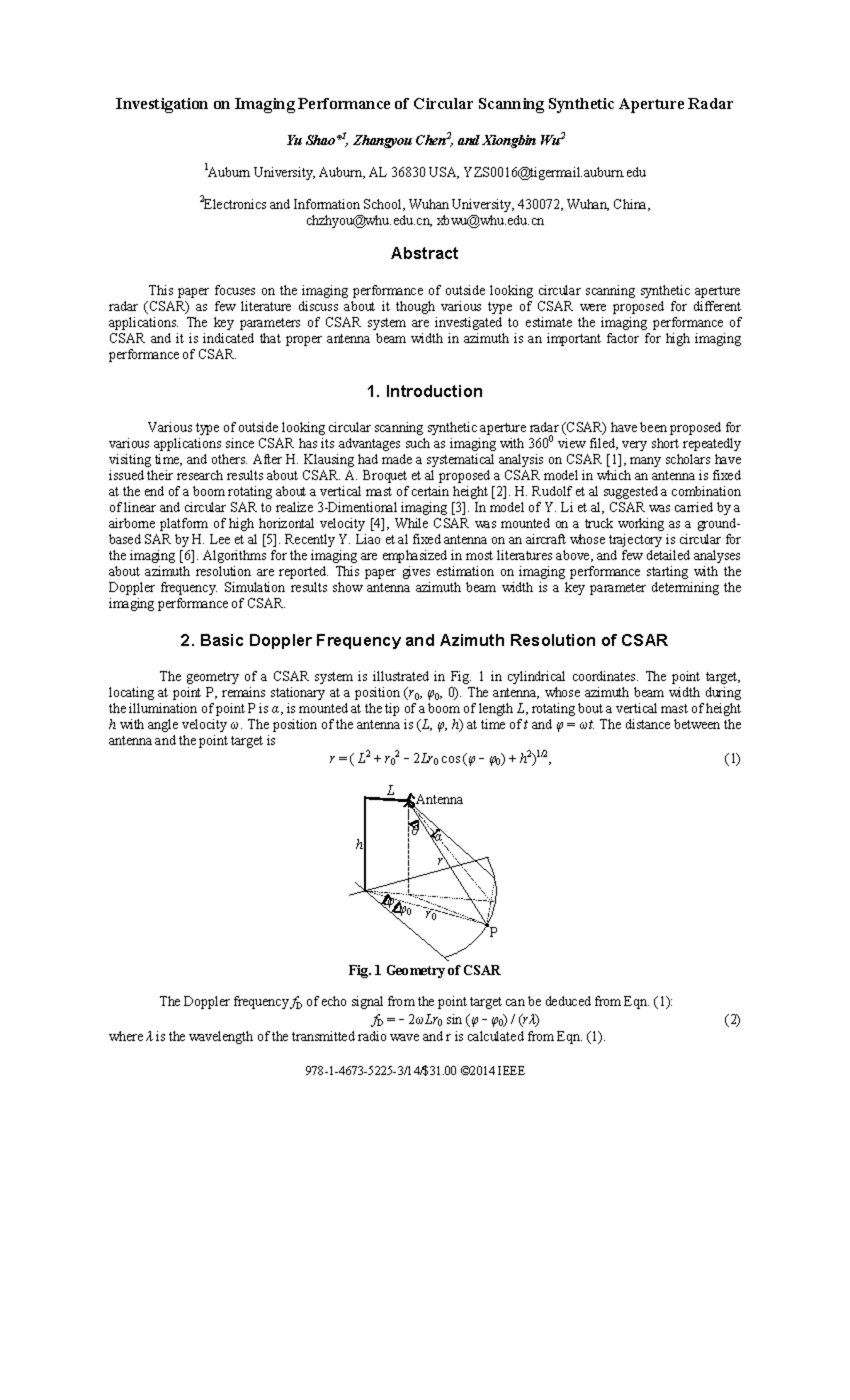 Investigation on imaging performance of circular scanning synthetic ...