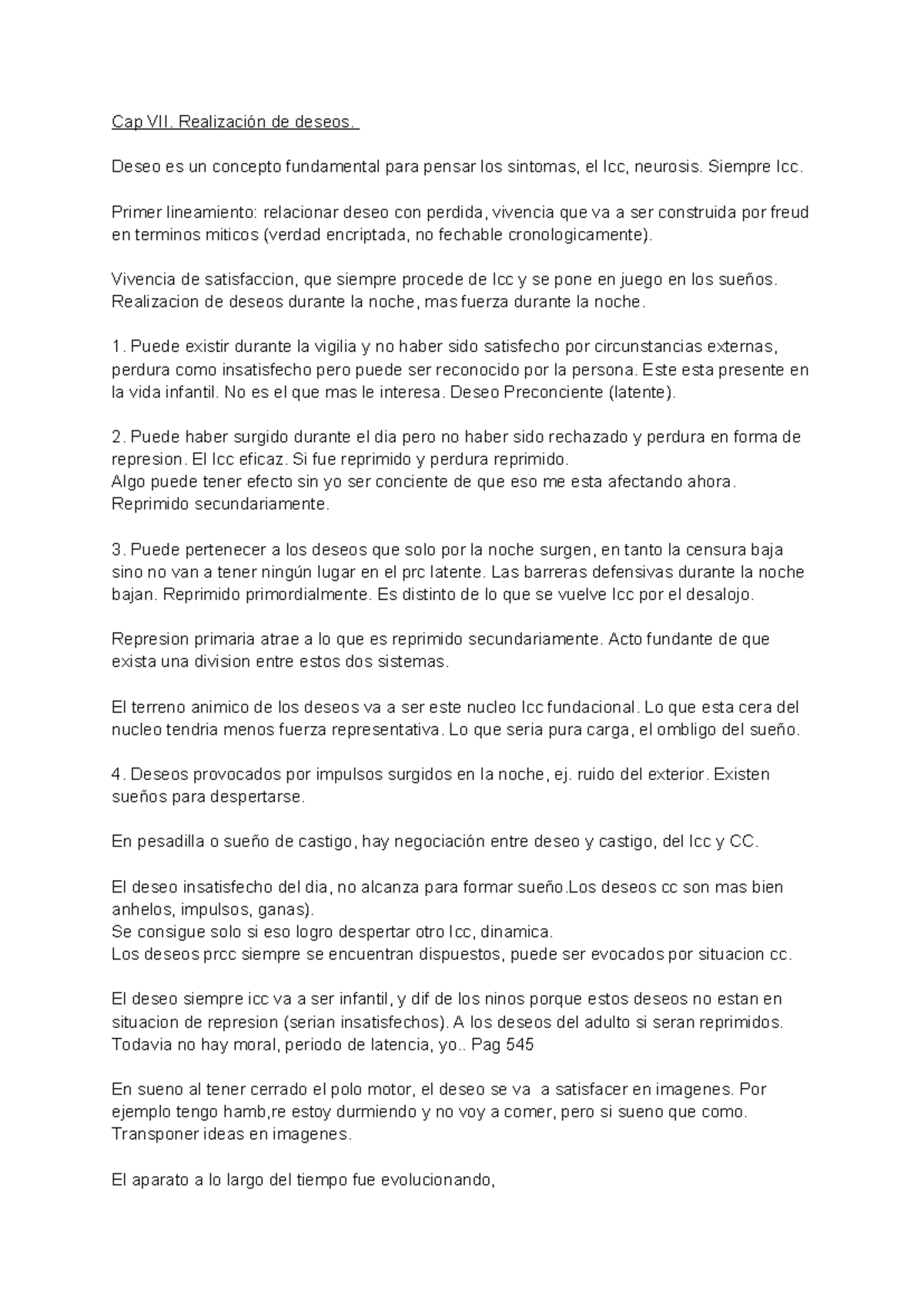 Clase 5 - Cap VII. Realización de deseos. Deseo es un concepto ...