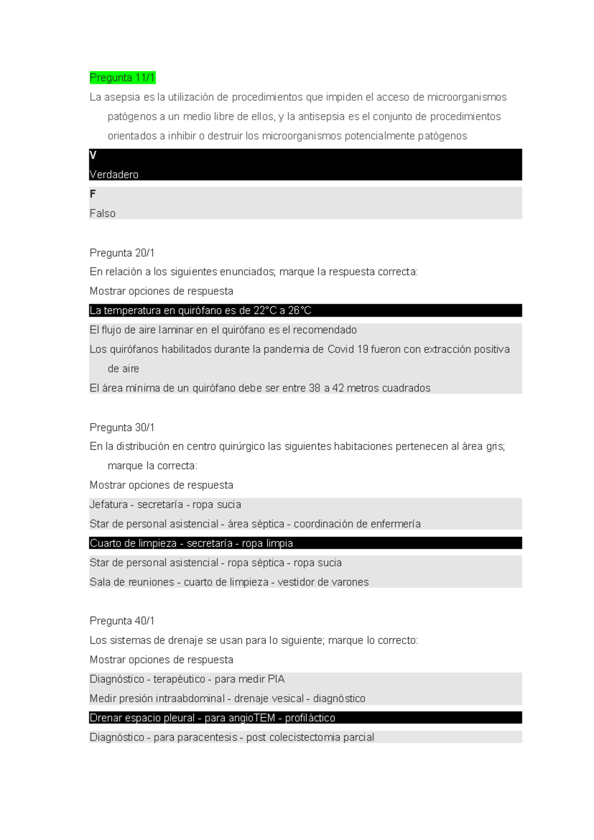 Examen Parcial Tecnicas - La asepsia es la utilización de procedimientos que impiden el acceso ...