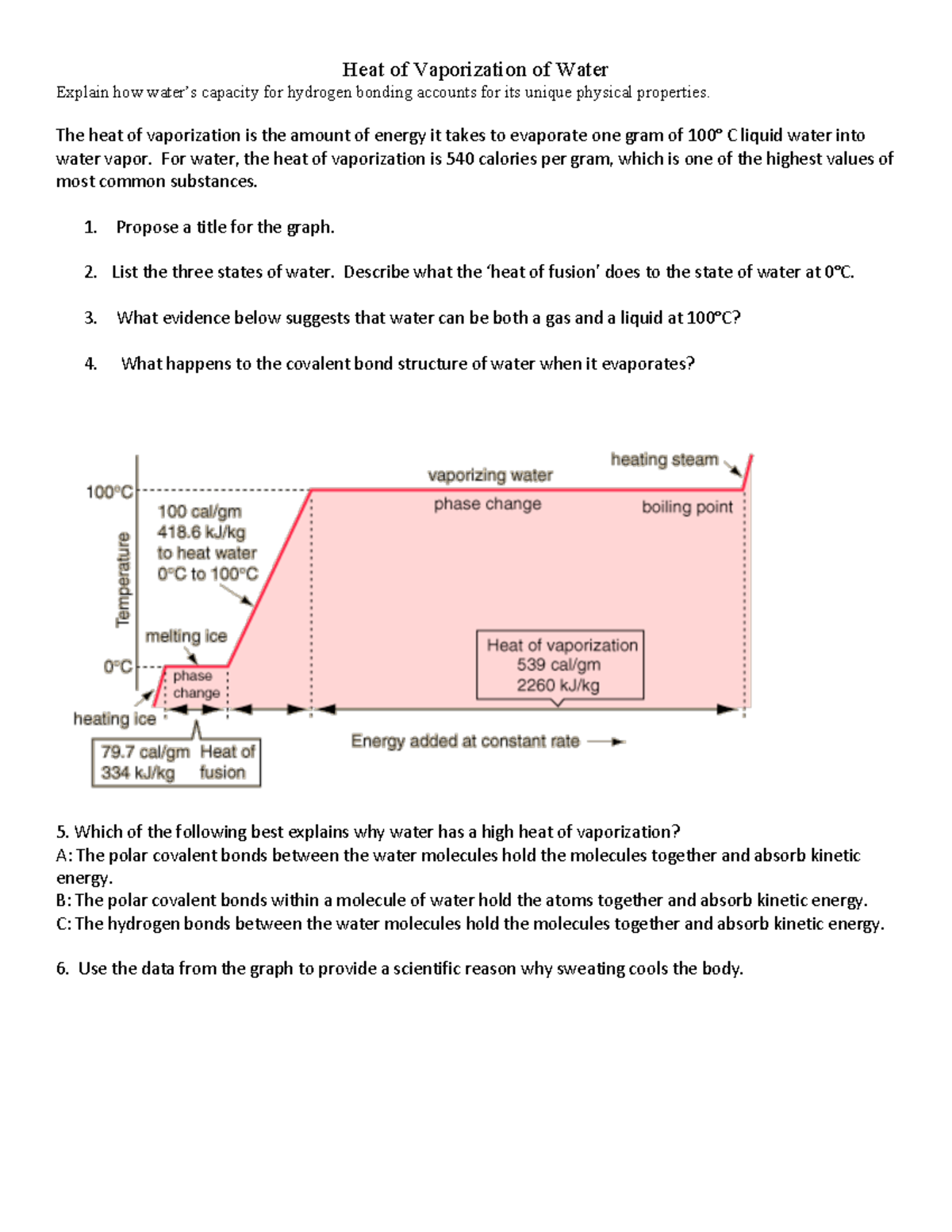 The heat of vaporization of water - Heat of Vaporization of Water ...