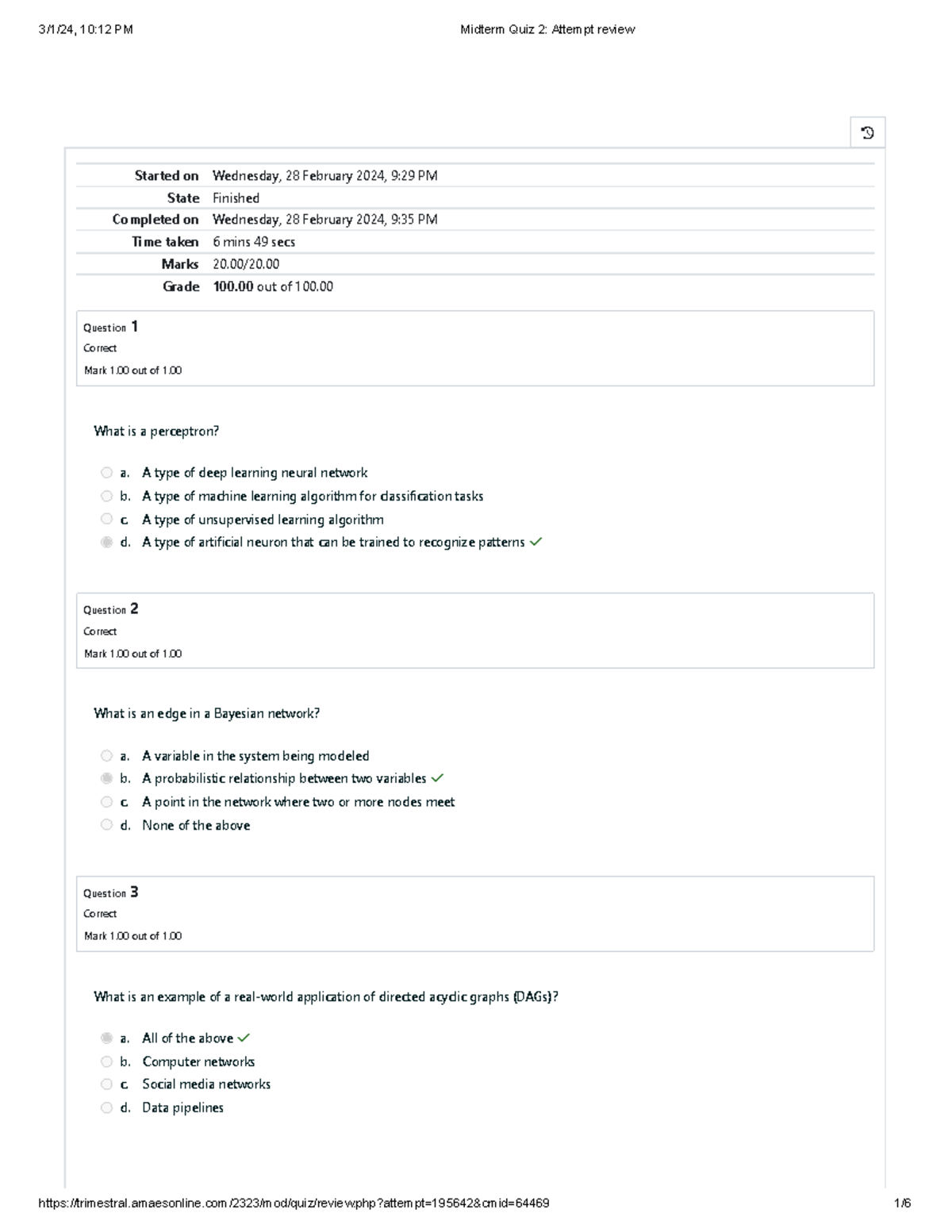 Midterm Quiz 2 - Fundamentals - Started on Wednesday, 28 February 2024 ...