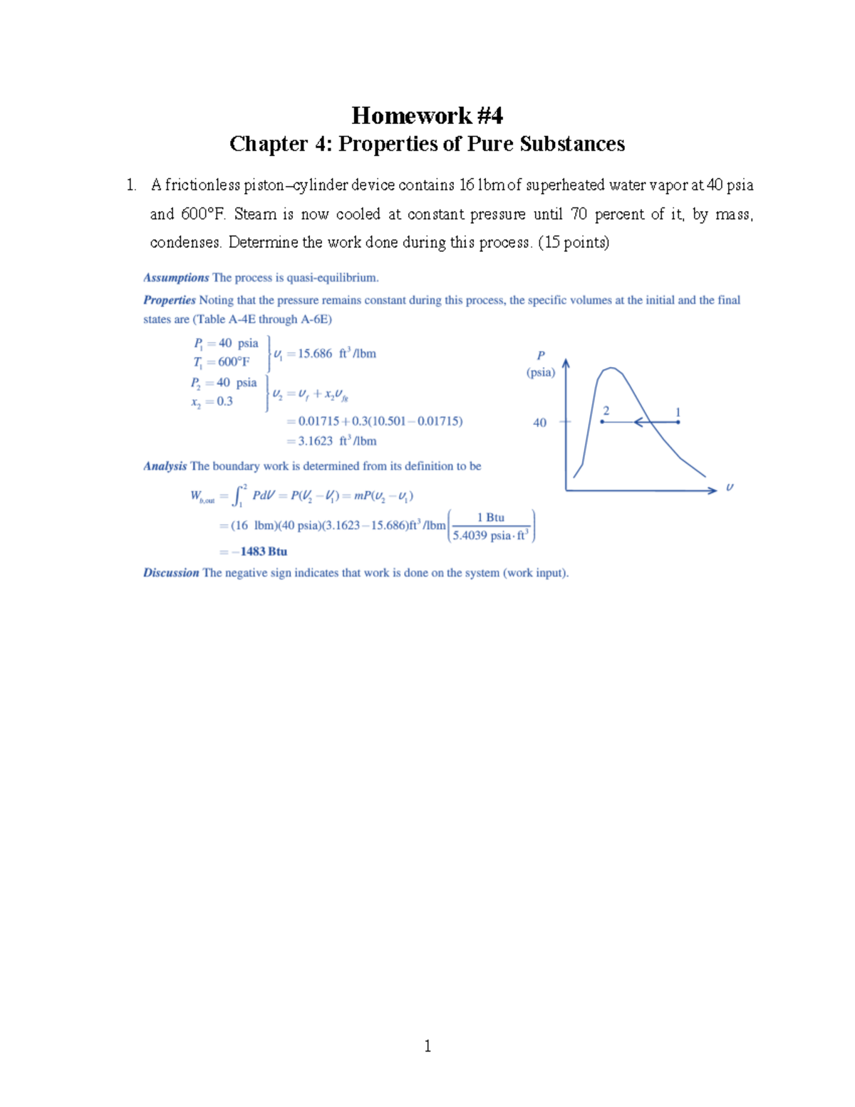 Sln - HW#4 - Fall Semester 2022 - Homework Chapter 4: Properties of Pure Substances A ...