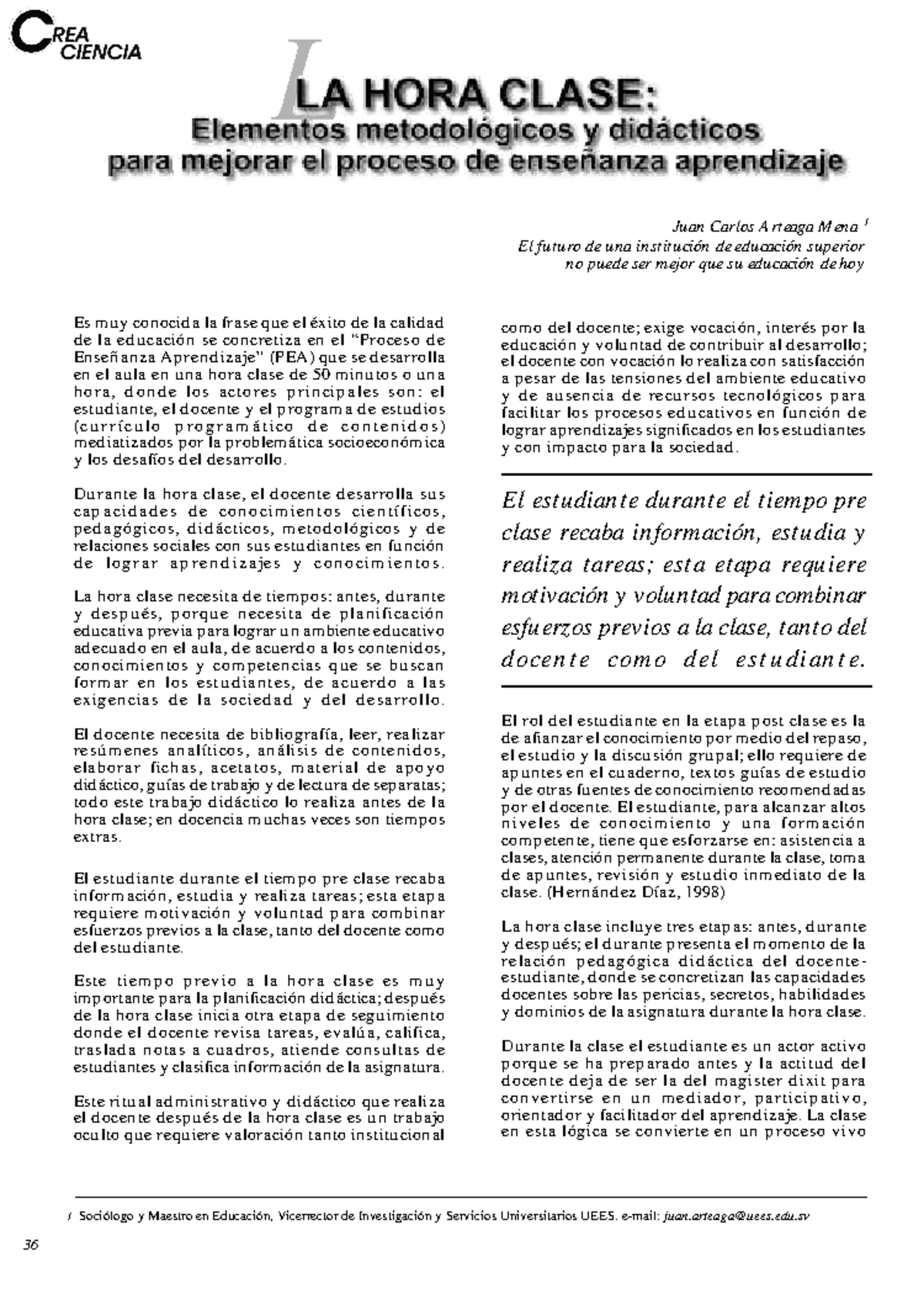 PEII S2 Lectura La Hora Clase-Elementos metodológicos didácticos - L ...
