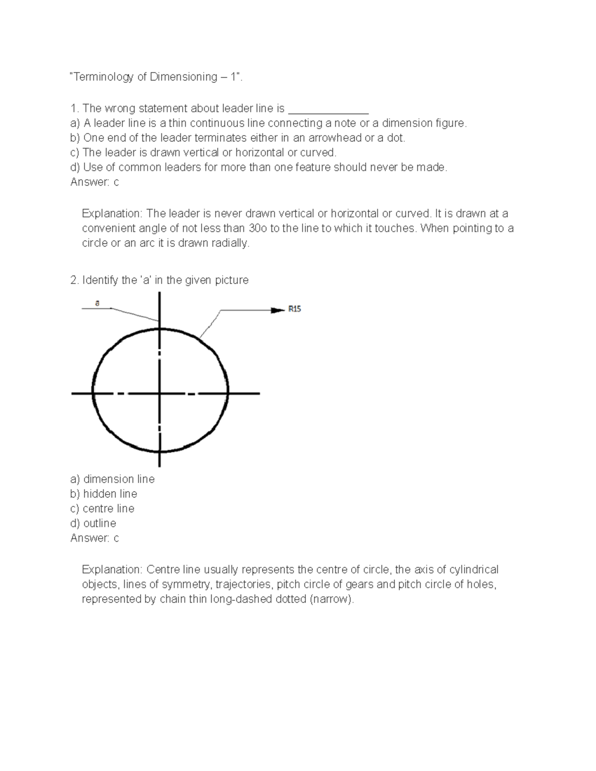 Engineering Graphics (11) - “Terminology of Dimensioning – 1”. The ...