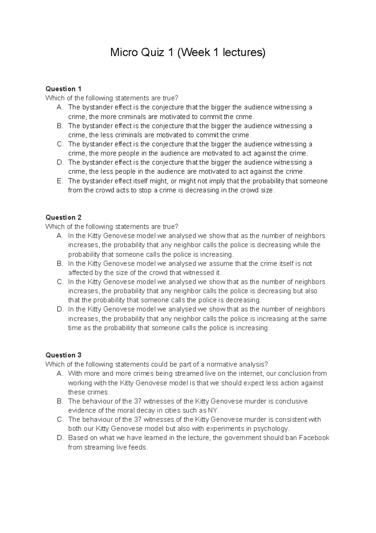 MCQ 1 - ghrtgdhrtdghrtdgrtg - Micro Quiz 1 (Week 1 lectures) Question 1 ...