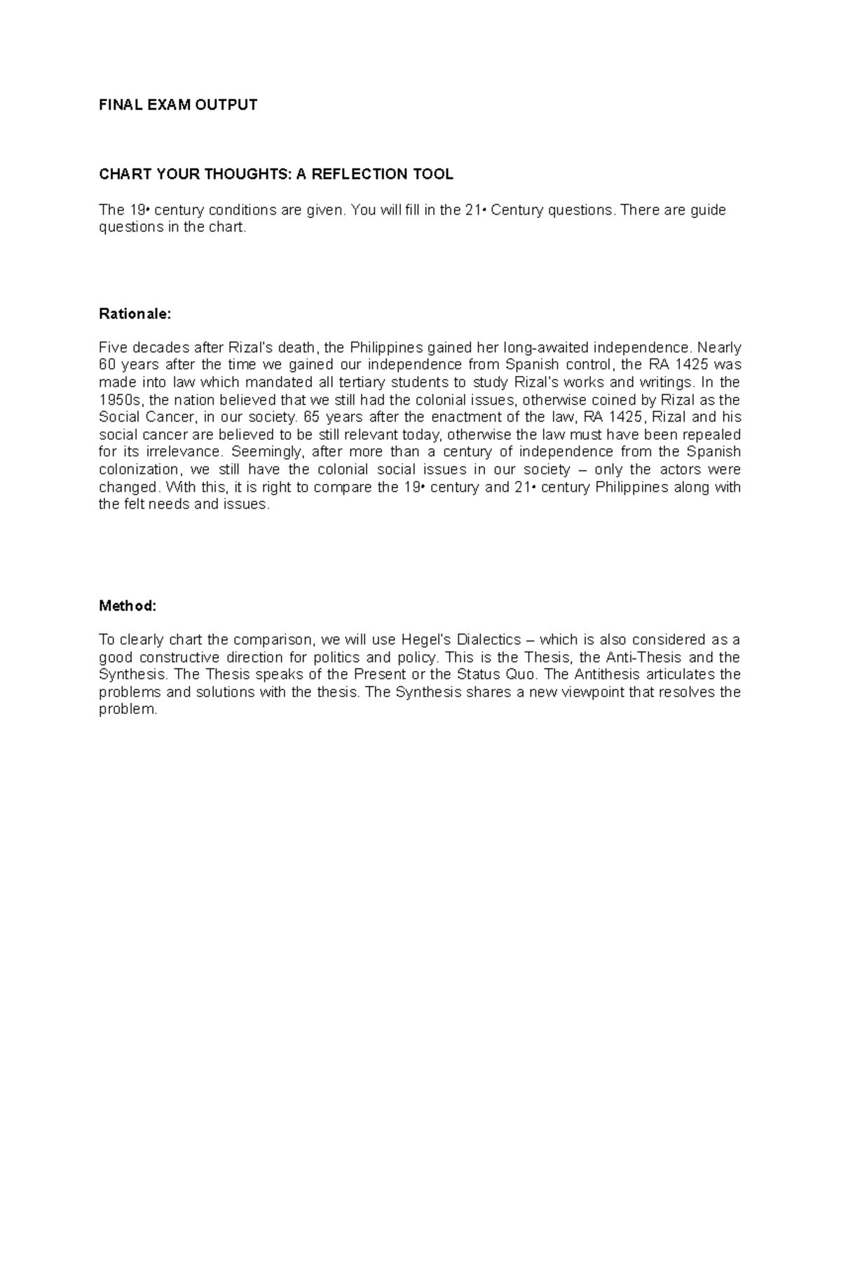 Final Exam Output - Exam Assignment - FINAL EXAM OUTPUT CHART YOUR ...