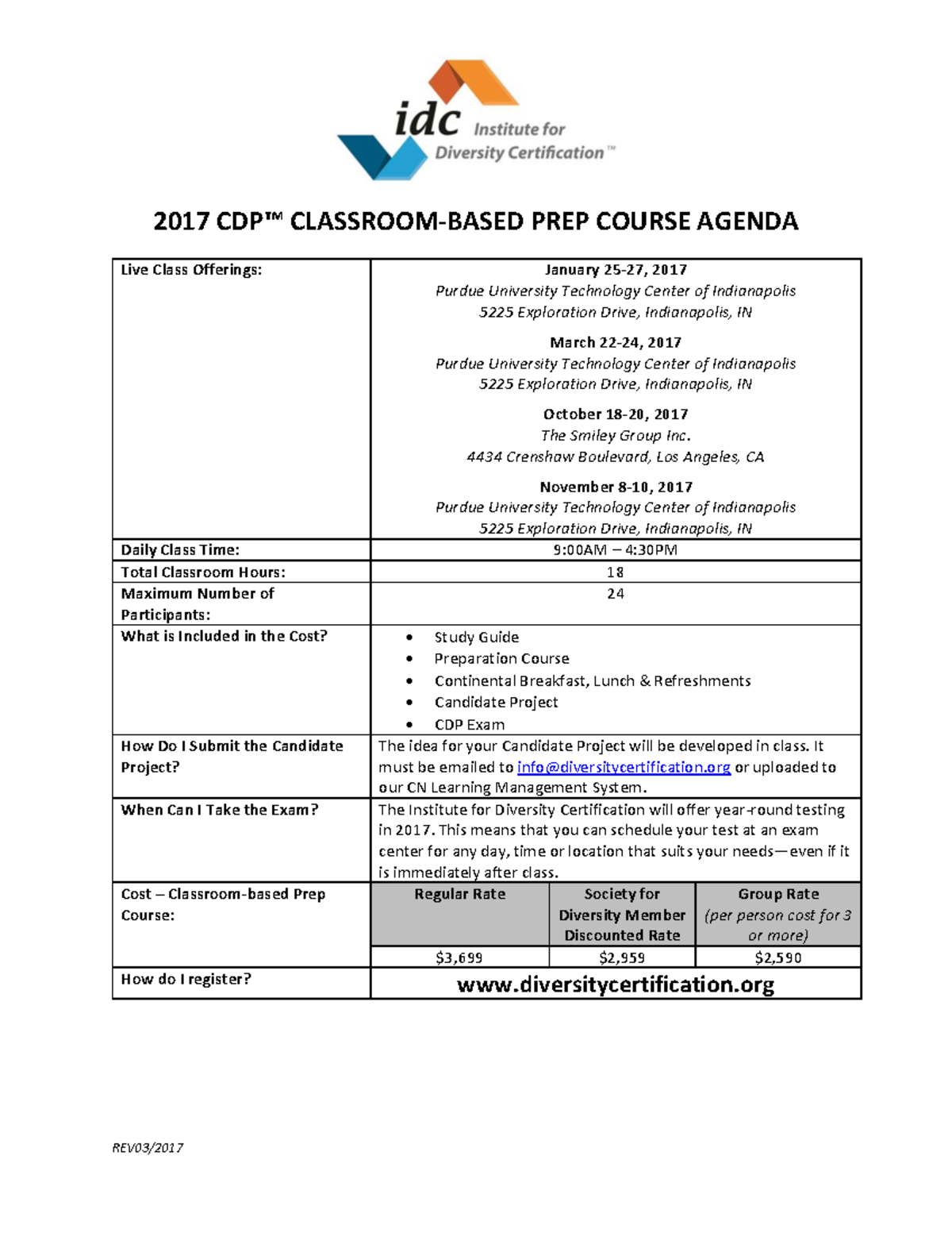 Free Classroom Agenda Example - REV03/ 2017 CDP™ CLASSROOM-BASED PREP ...