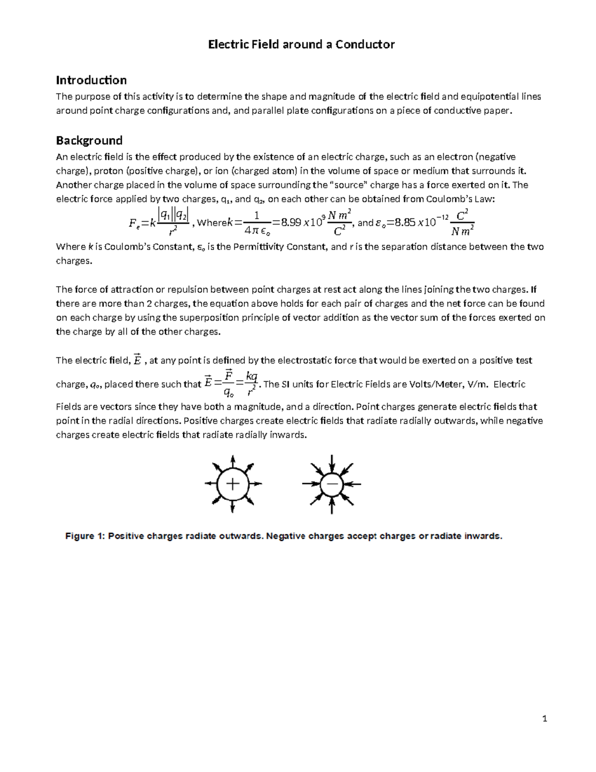 Fall2023 Electric Field Around a Conductor Lab Online - Electric Field ...