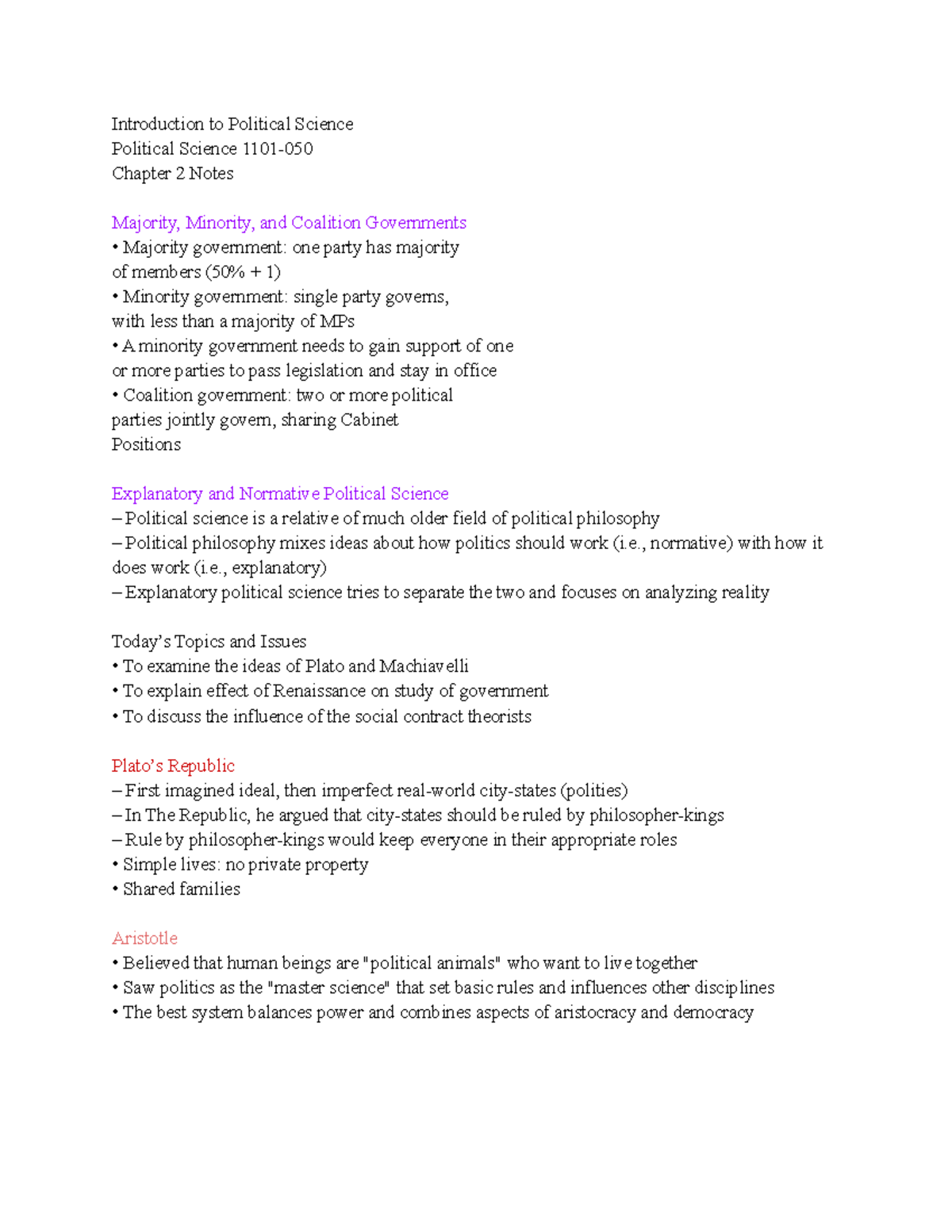 Introduction to Political Science Chapter 2 Notes - Introduction to ...