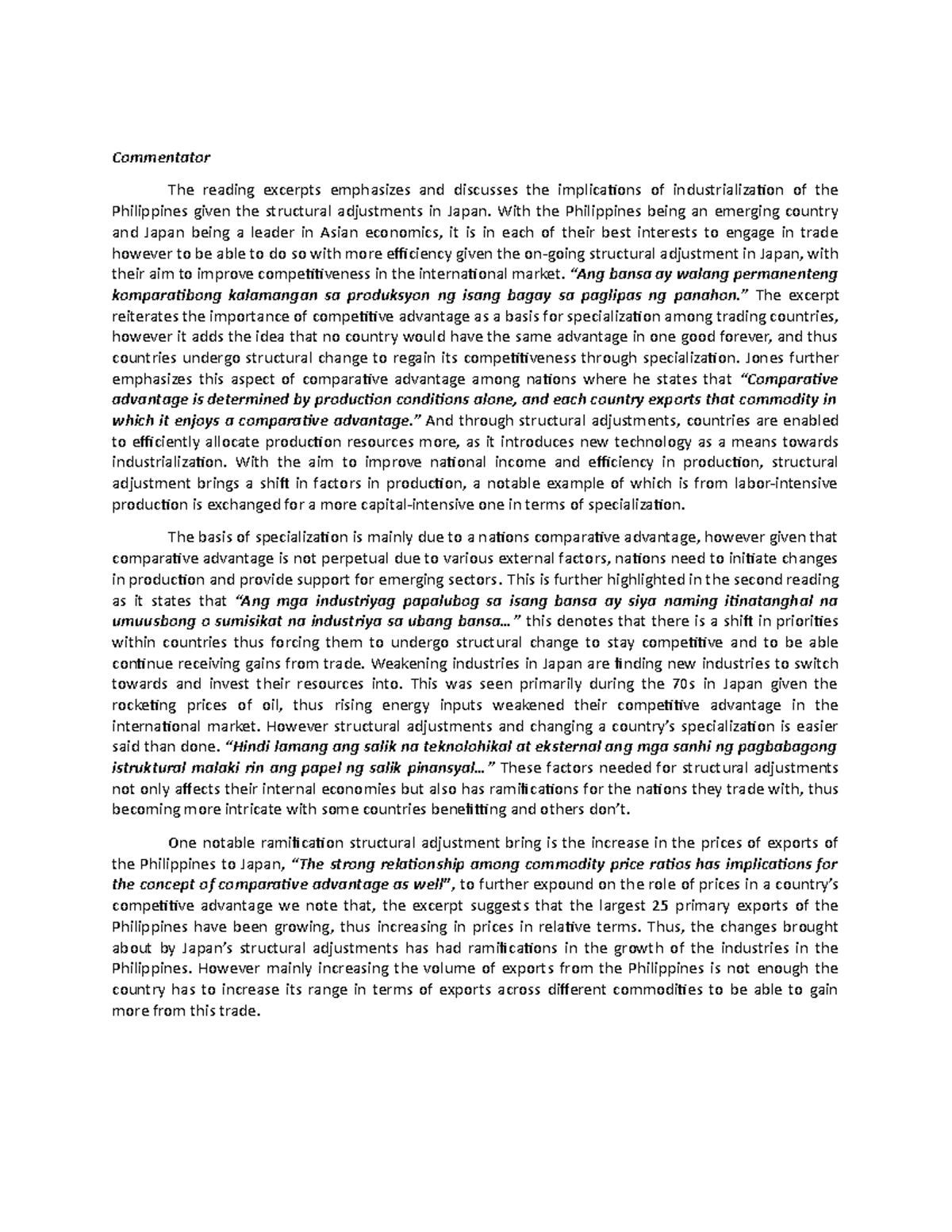 Commentator Essay - International Finance Paper - Commentator The ...