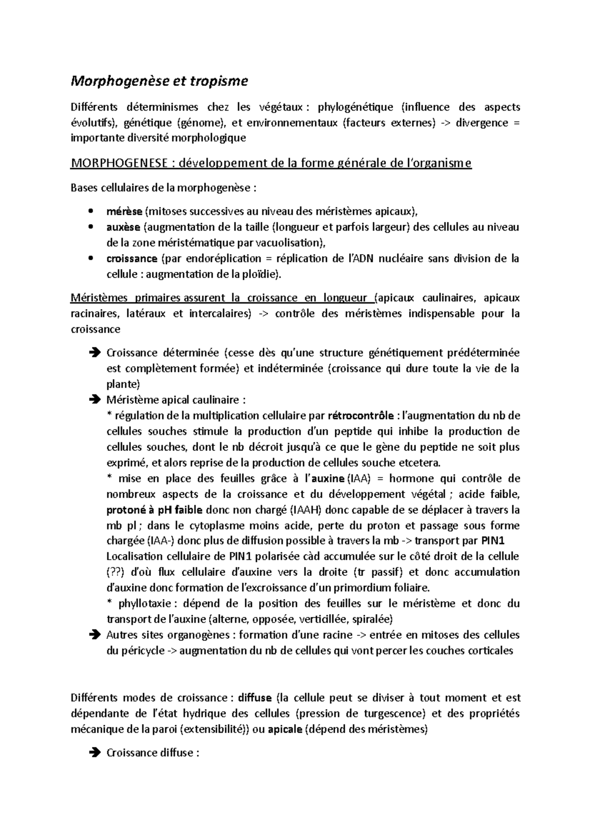 Morphogenèse et tropisme - Morphogenèse et tropisme Différents ...