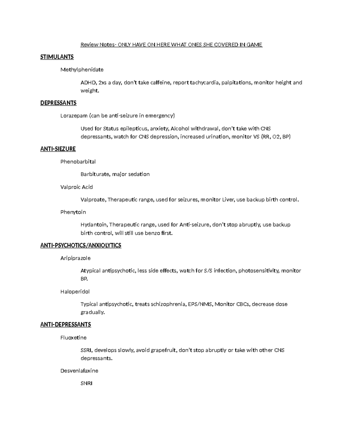 TEST 1 Review - Review Notes- ONLY HAVE ON HERE WHAT ONES SHE COVERED ...