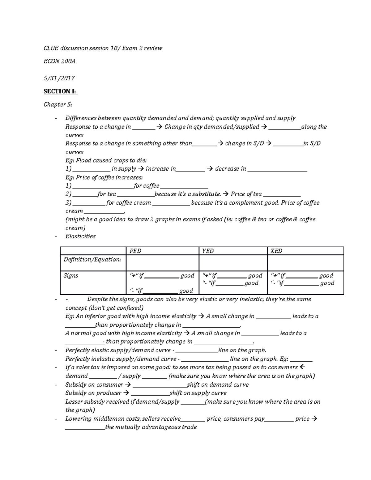 CLUE discussion session 10Exam 2 Review - CLUE discussion session 10 ...
