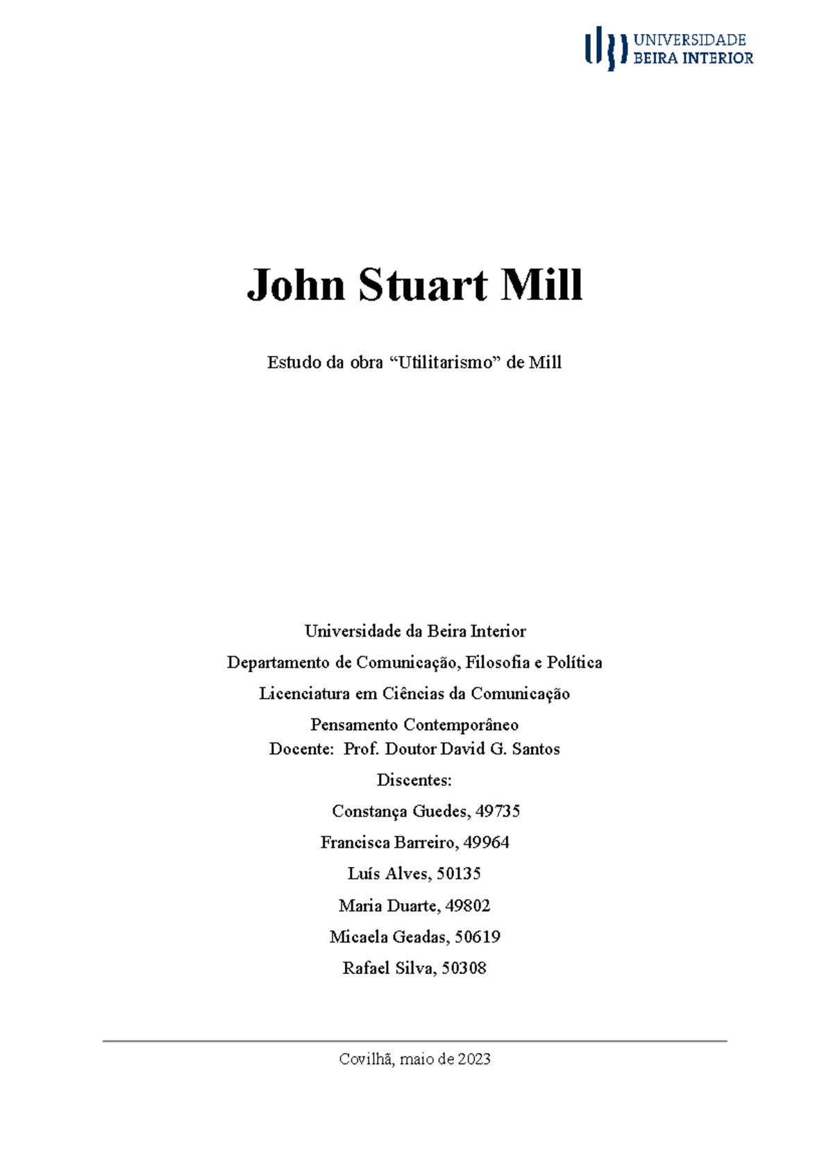 Utilitarismo de Jonh Stuart Mill - John Stuart Mill Estudo da obra ...