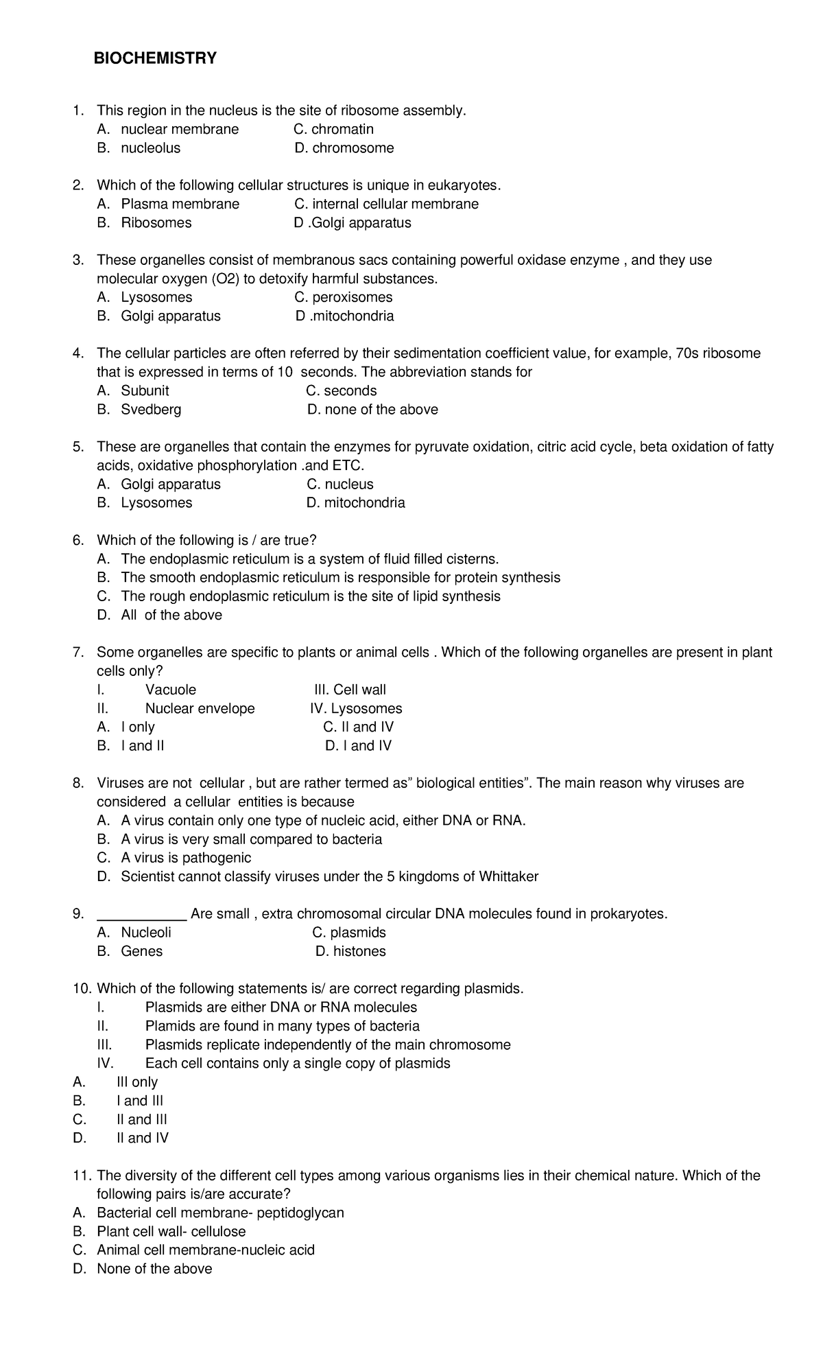 Biochemistry PINK Pacop - BIOCHEMISTRY This region in the nucleus is ...