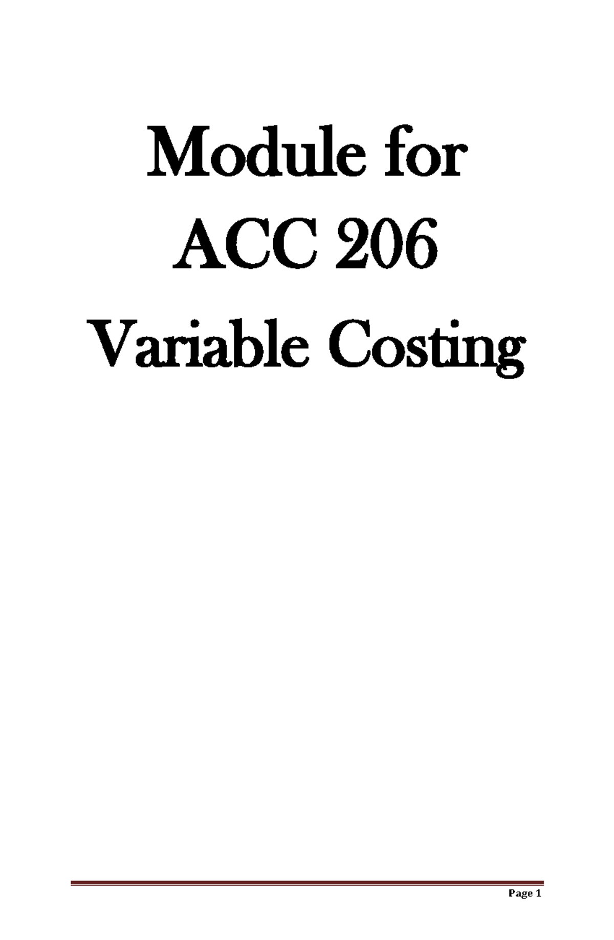 Module-4-6 - Module 4-6 of SCM - Module for ACC 206 Variable Costing ...