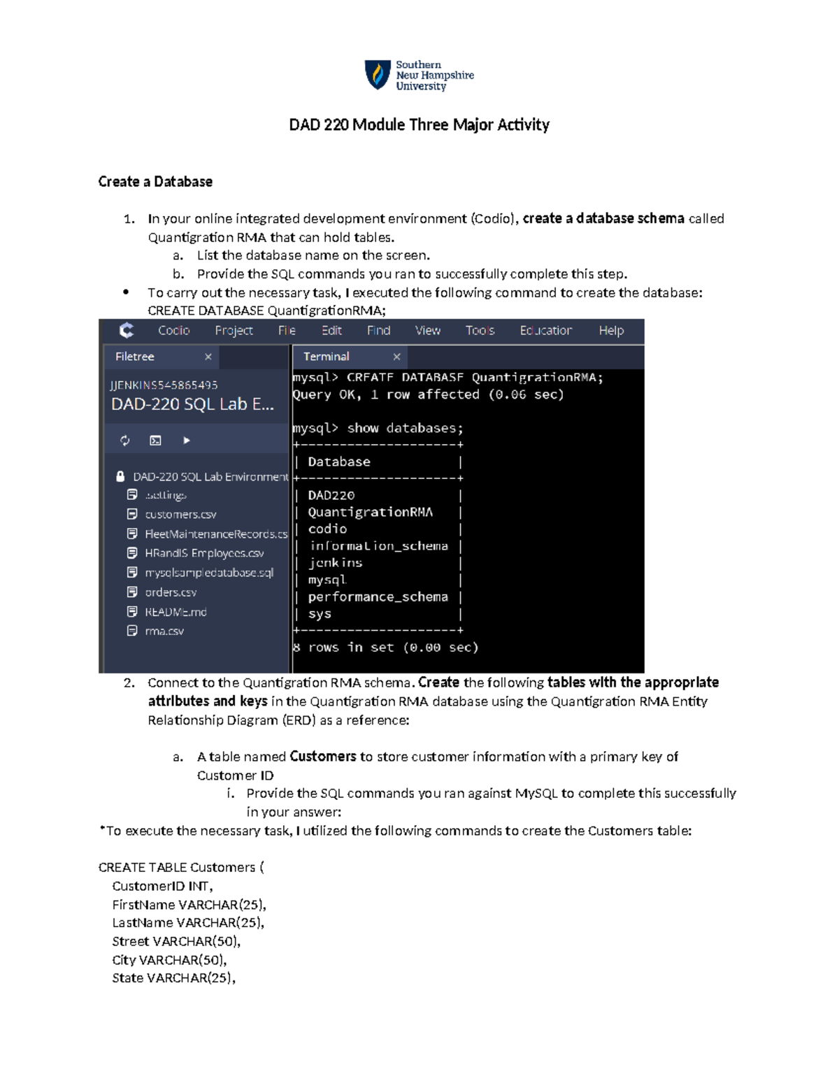 Jenkins DAD 220 Module Three Major Activity - DAD 220 Module Three ...