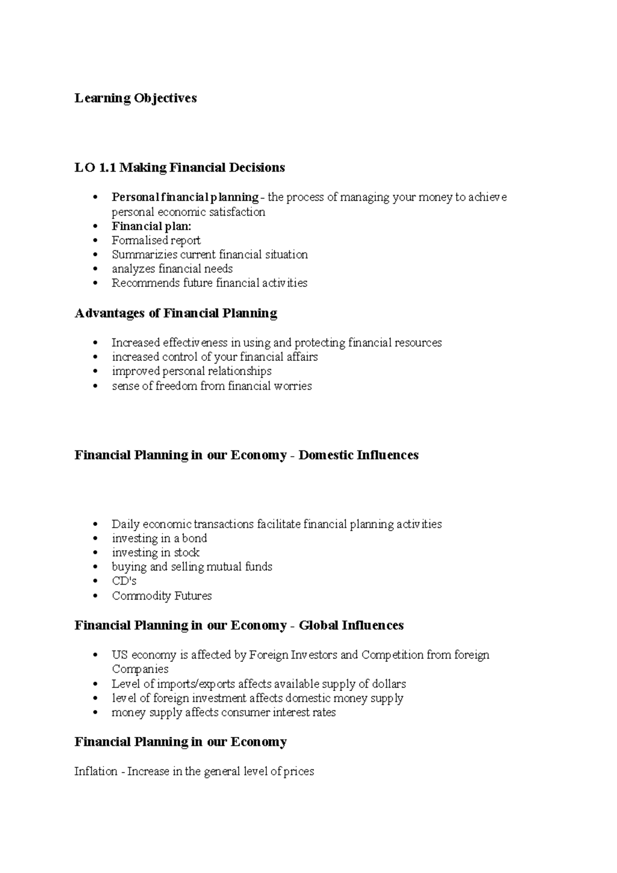 Afin week 1 - Lecture notes 1 - Learning Objectives LO 1 Making ...