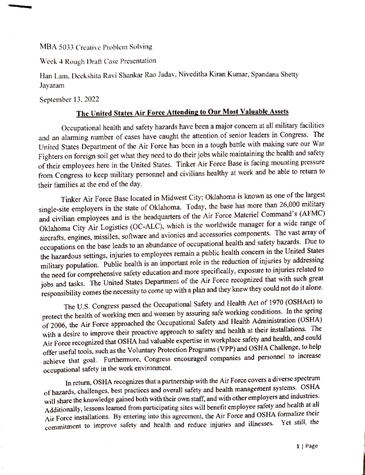 Creative Problem Solving - 3 - MBA 5033 Creative Problem Solving Week 4 Rough Draft Case - Studocu