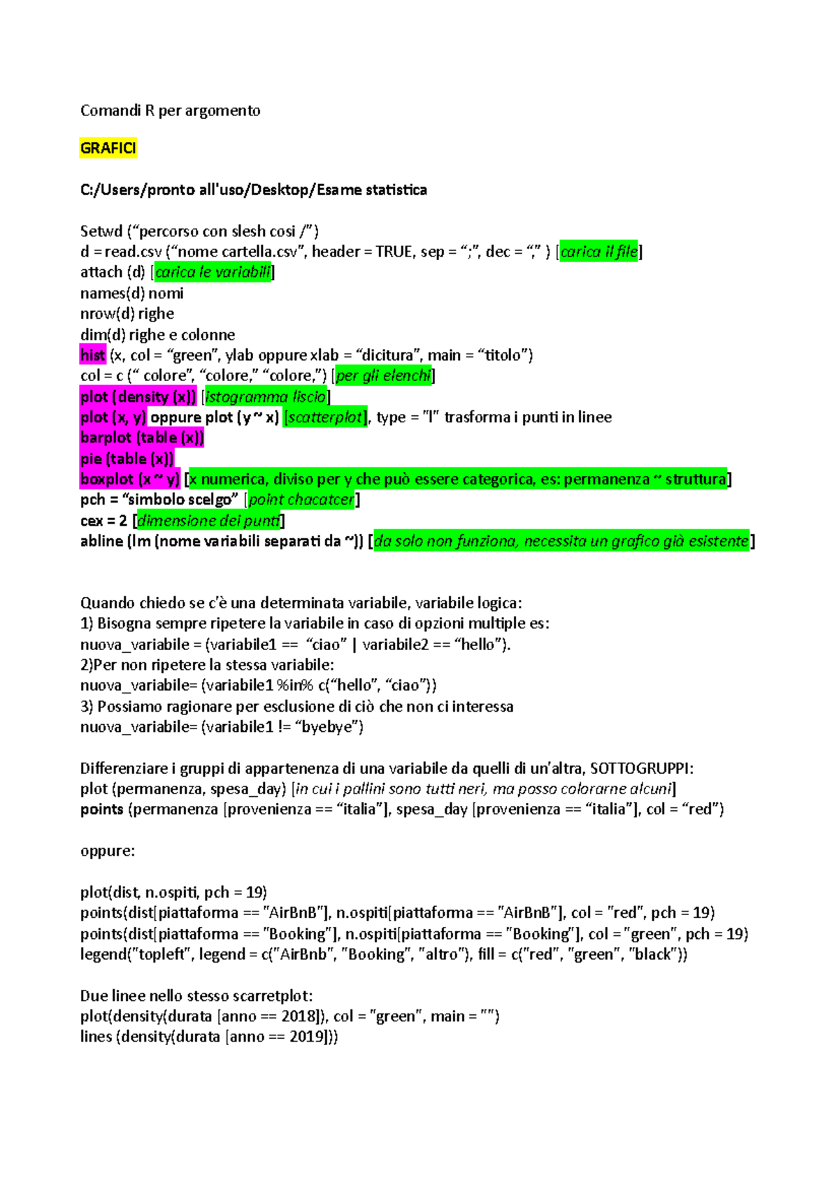 Comandi R per argomento - Comandi R per argomento GRAFICI C:/Users/pronto all'uso/Desktop/Esame ...