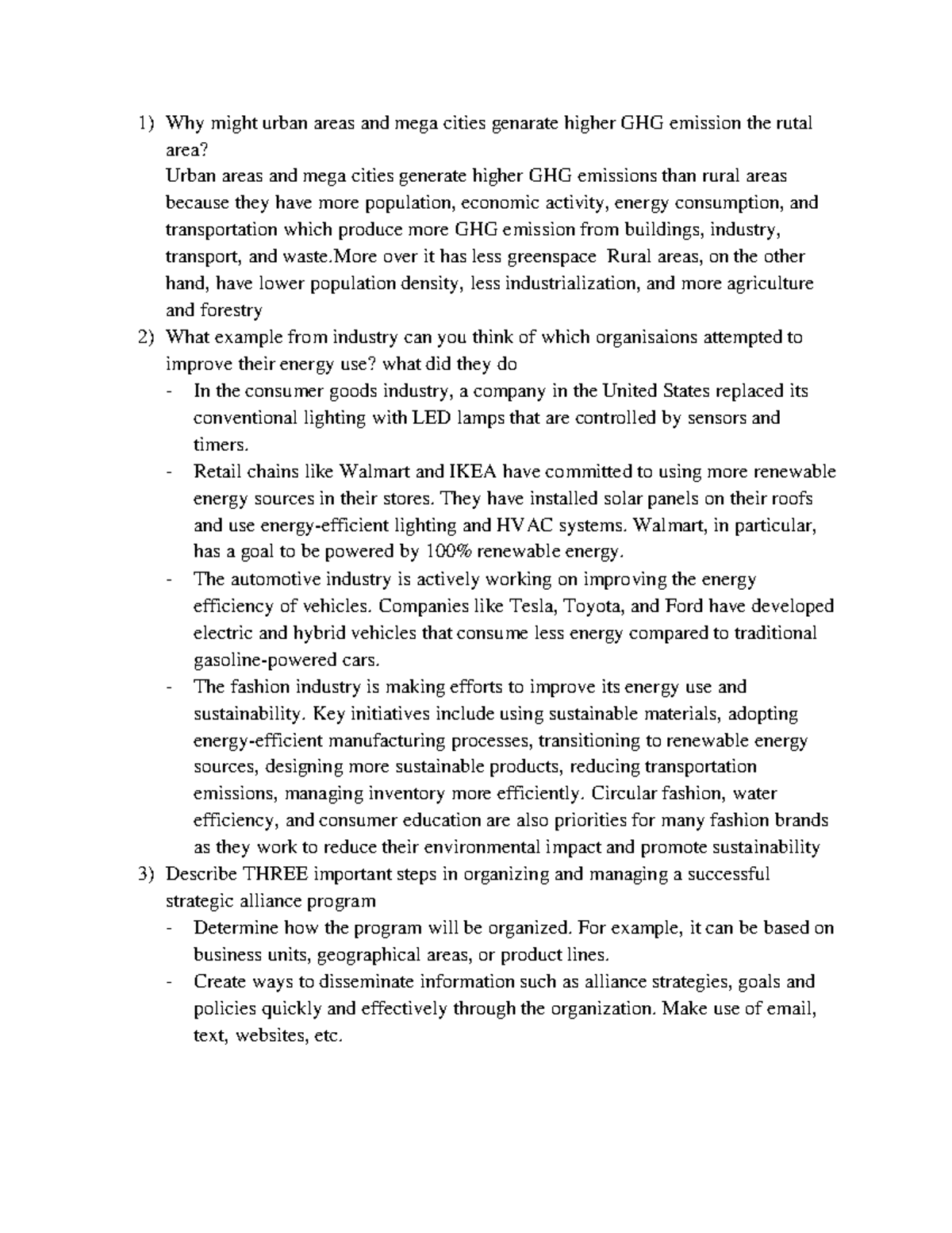 Sustanable review - Why might urban areas and mega cities genarate higher GHG emission the rutal ...