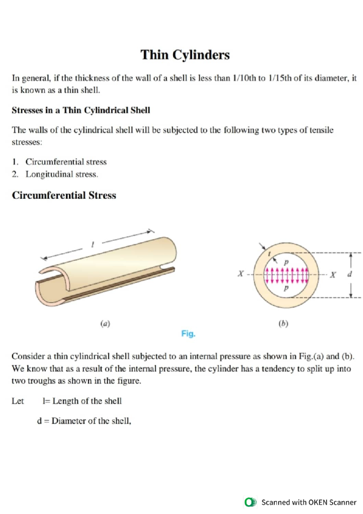 Strength of Materials - Stresses in a Thin Cylindrical Shell ...