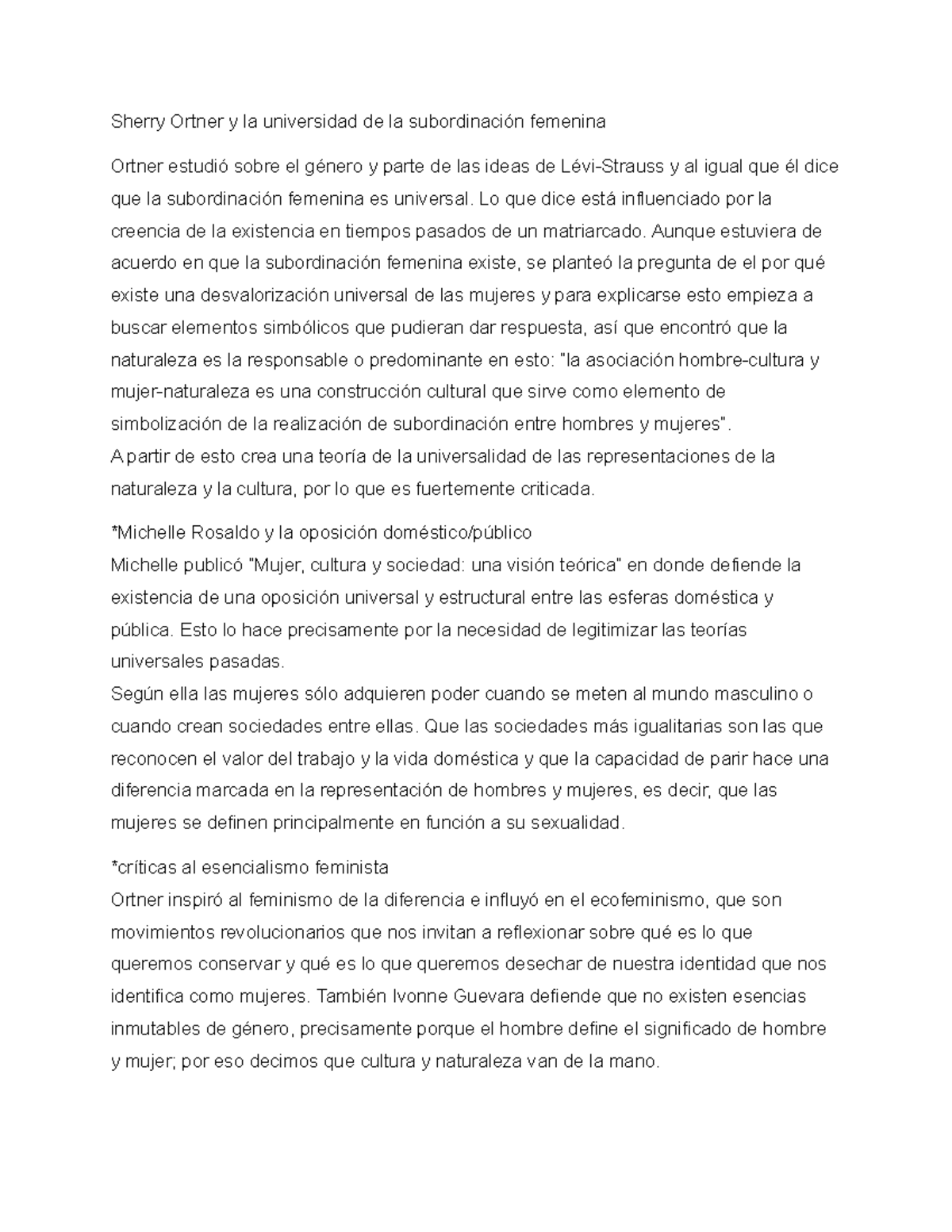 Sherry Ortner y la universidad de la subordinación femenina - Sherry ...