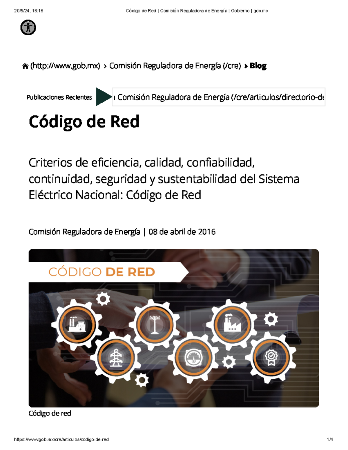 Código de Red Comisión Reguladora de Energía Gobierno gob ...