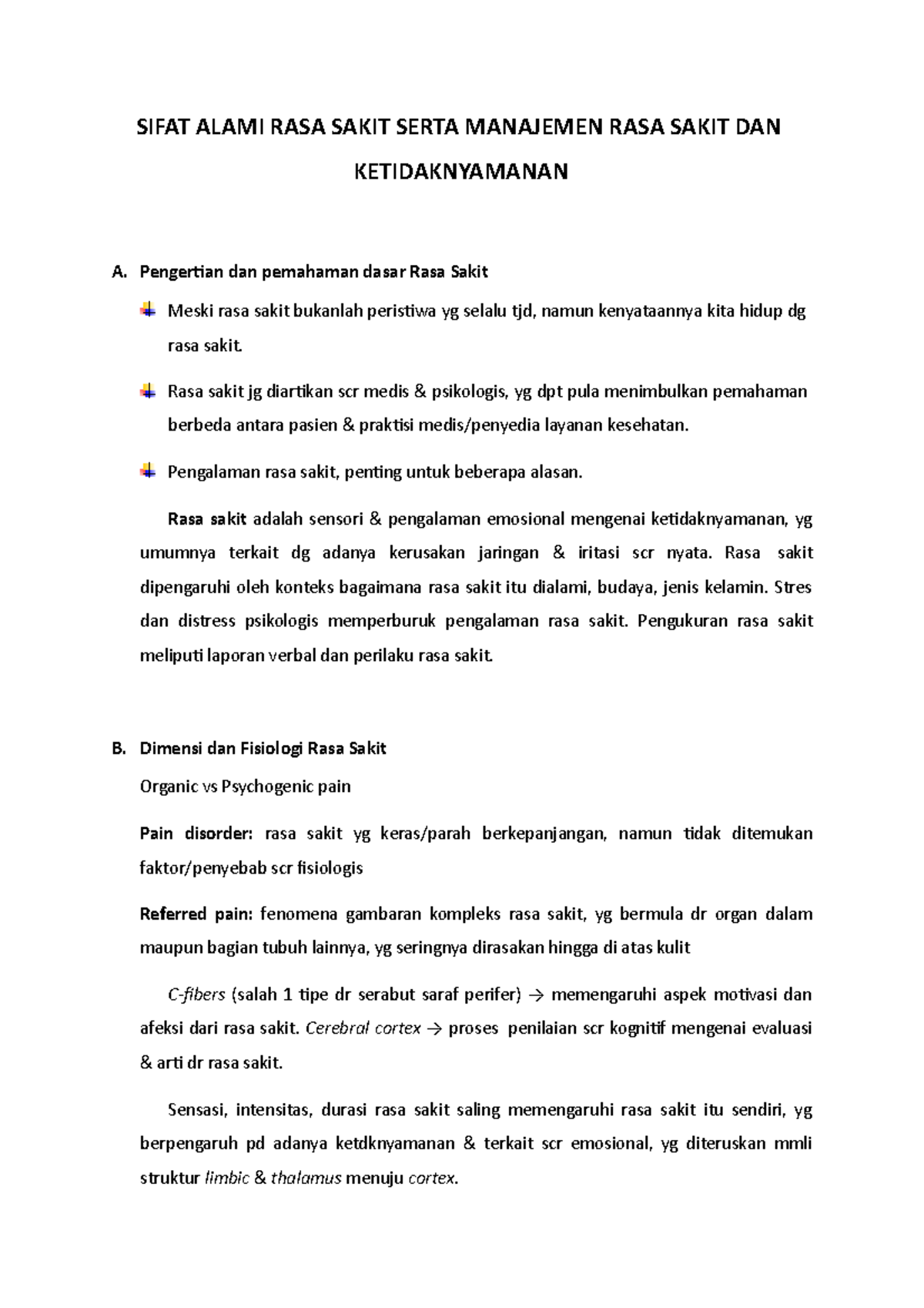 Materi 8 Sifat Alami RASA Sakit Serta Manajemen RASA Sakit DAN ...